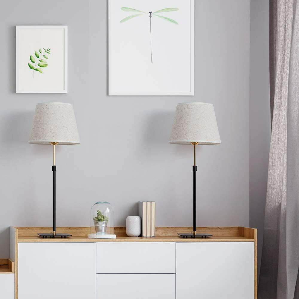 Set of 2 Bedside Table Lamp Liftable Desk Lamp Nightstand Light Bedroom ...