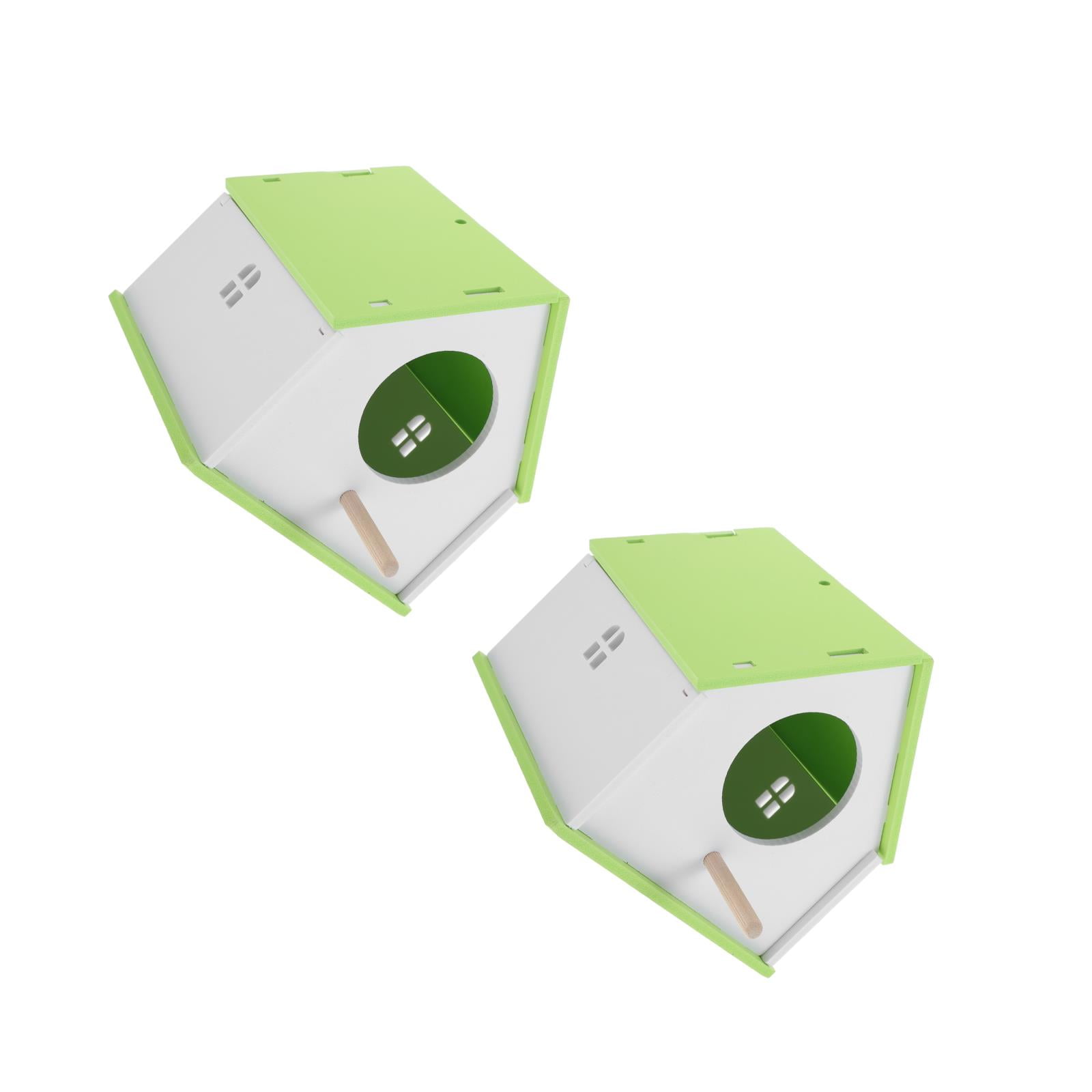 Set of 2 Bird Cage Parrot House Sparrow Birdhouses Light Green ...