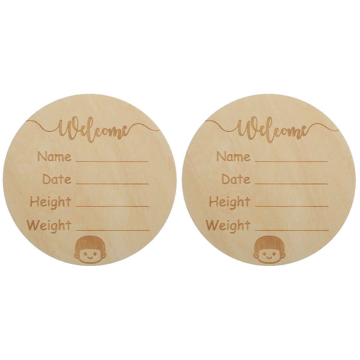 Set of 2 Birth Wooden Sign Eye-catching Baby Sign Newborn 15X15X0.3CM ...