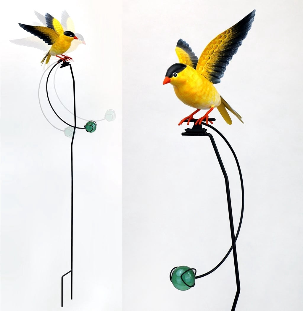 Set of 2 Black And Yellow Bird Kinetic Rocking Motion Stake - Walmart.com