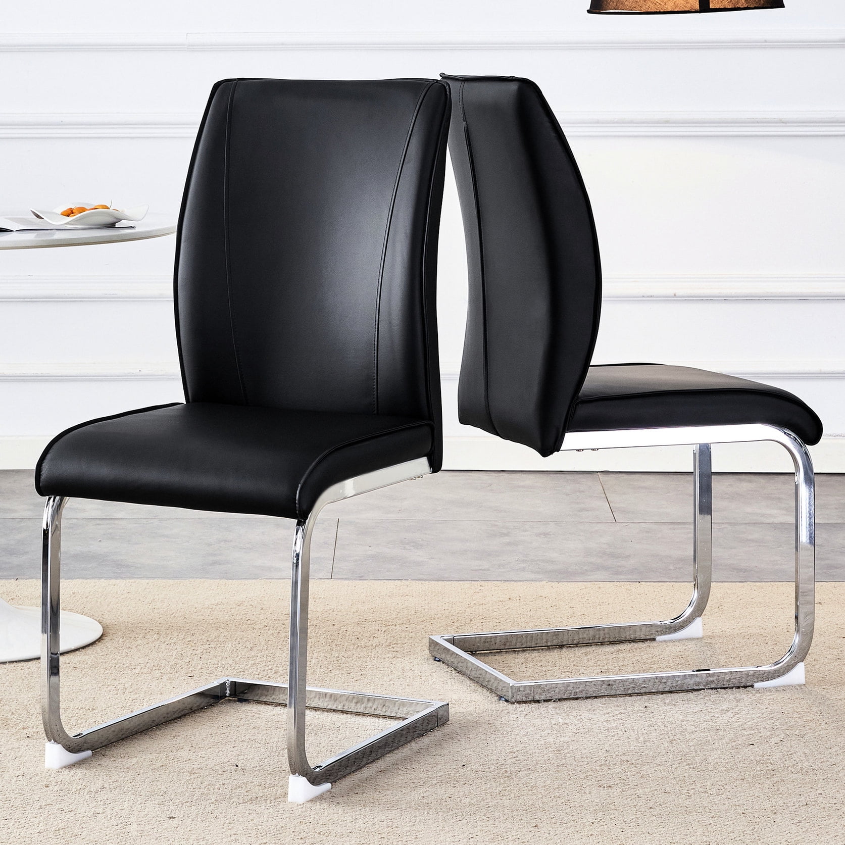Set of 2 Black Chairs with Ergonomic Design / Conform to Waist Curve ...