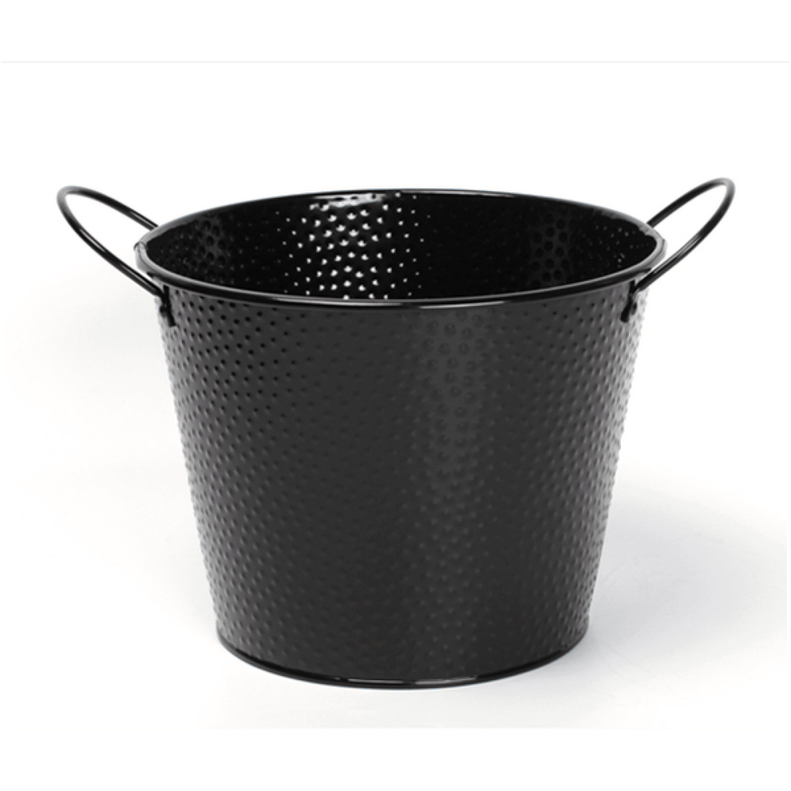 Set of 2 Black Embossed Metal With Ear Handles Bucket - Walmart.com