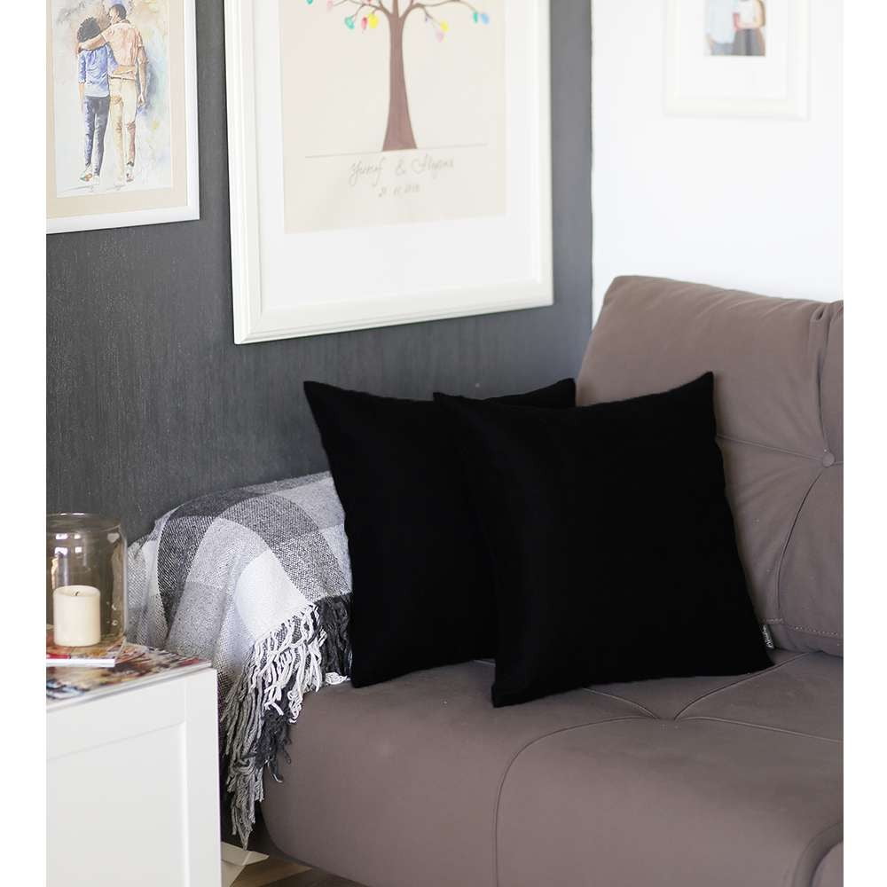 Set of 2 Black Modern Square Throw Pillows - Walmart.com