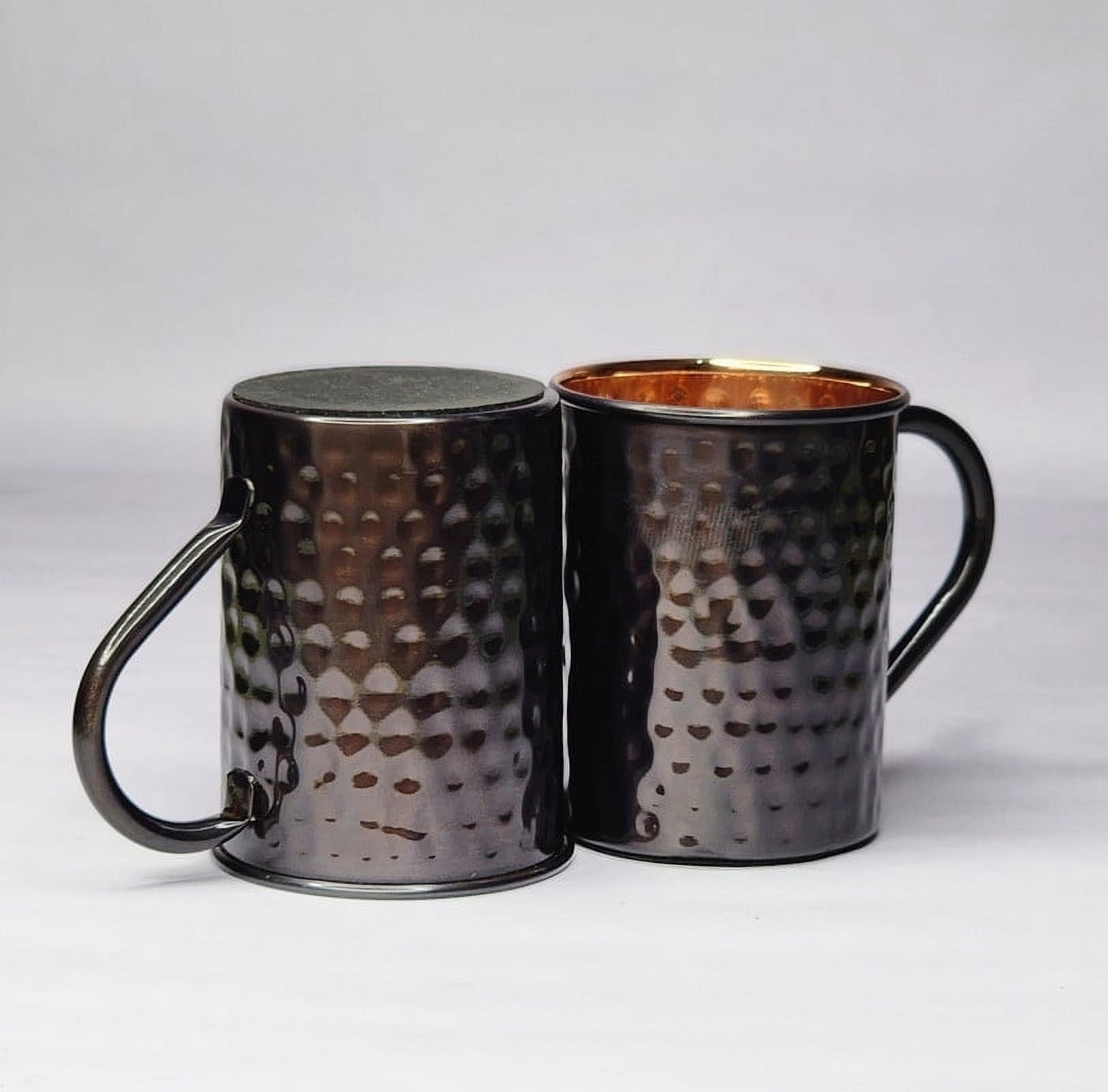 Set of 2 Black Moscow Mule Mugs Hammered Design: Unique Copper Mugs ...