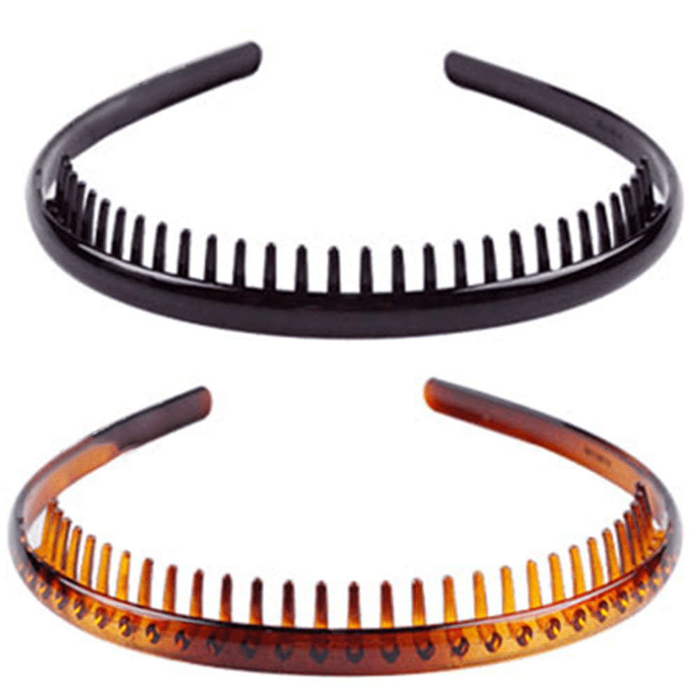Set of 2 Black Plastic Sharks Tooth Hair Comb Headband - Walmart.com