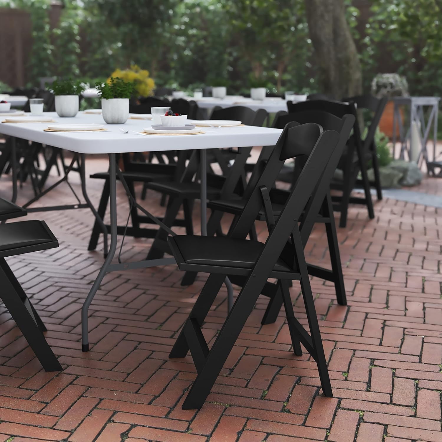 Set of 2 Black Resin Folding Event Chairs - 1,000 lbs. Static Weight ...