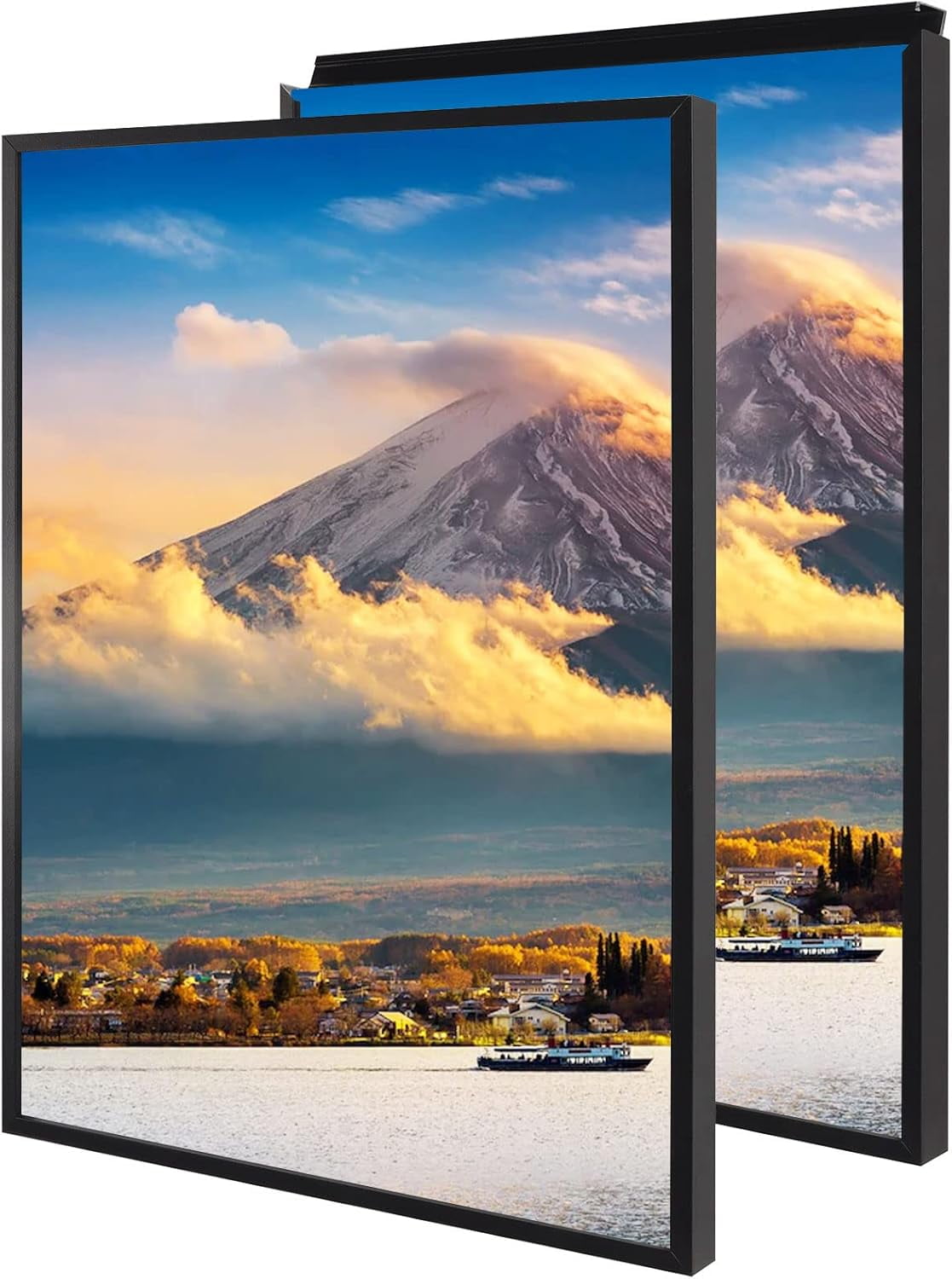 Set of 2 Black Snap Frames for 20x28 Inch Poster, Plexiglass, Front-loading, Coating Aluminum ...