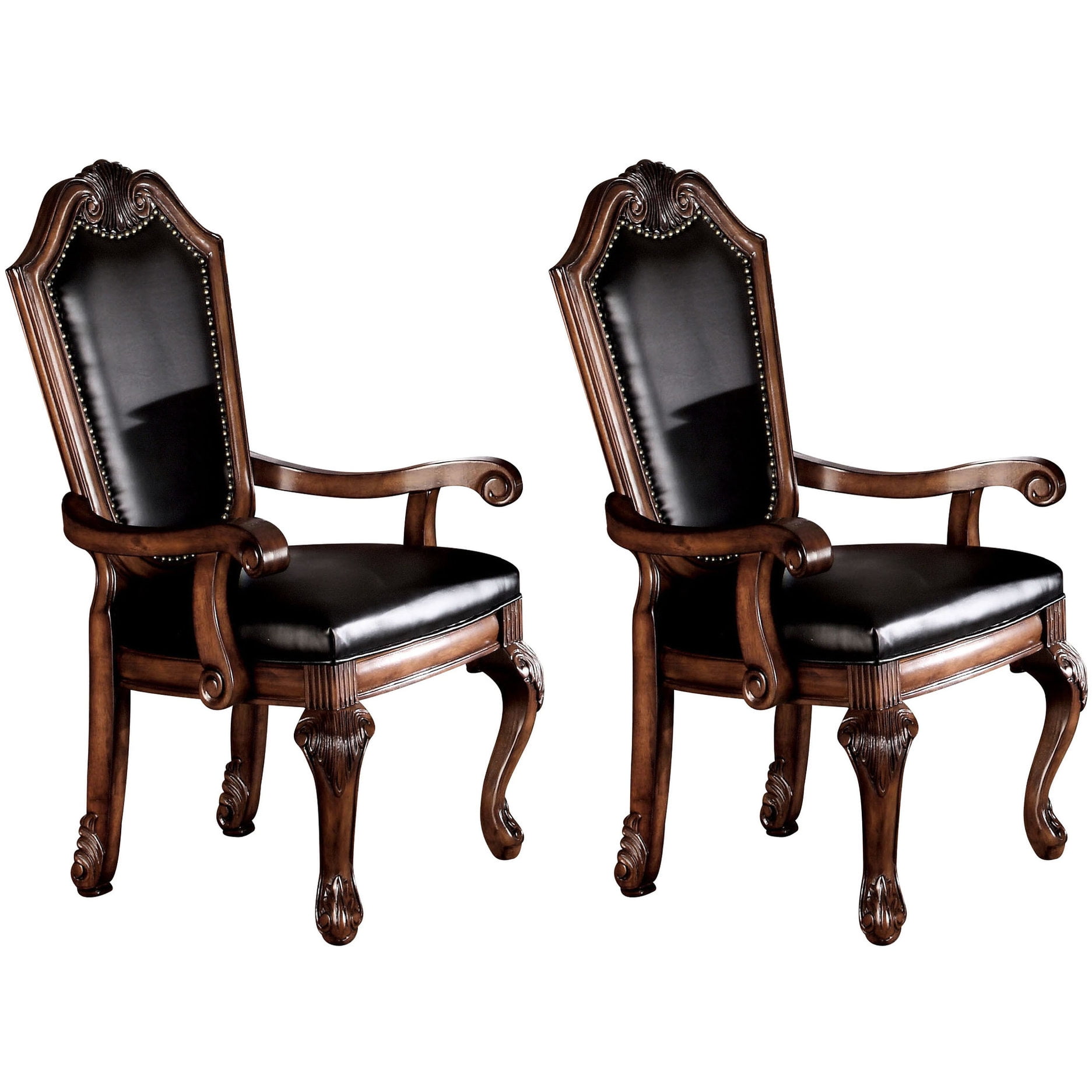 Set of 2 Black Solid Back Arm Chairs | Create Comfortable and Refined ...