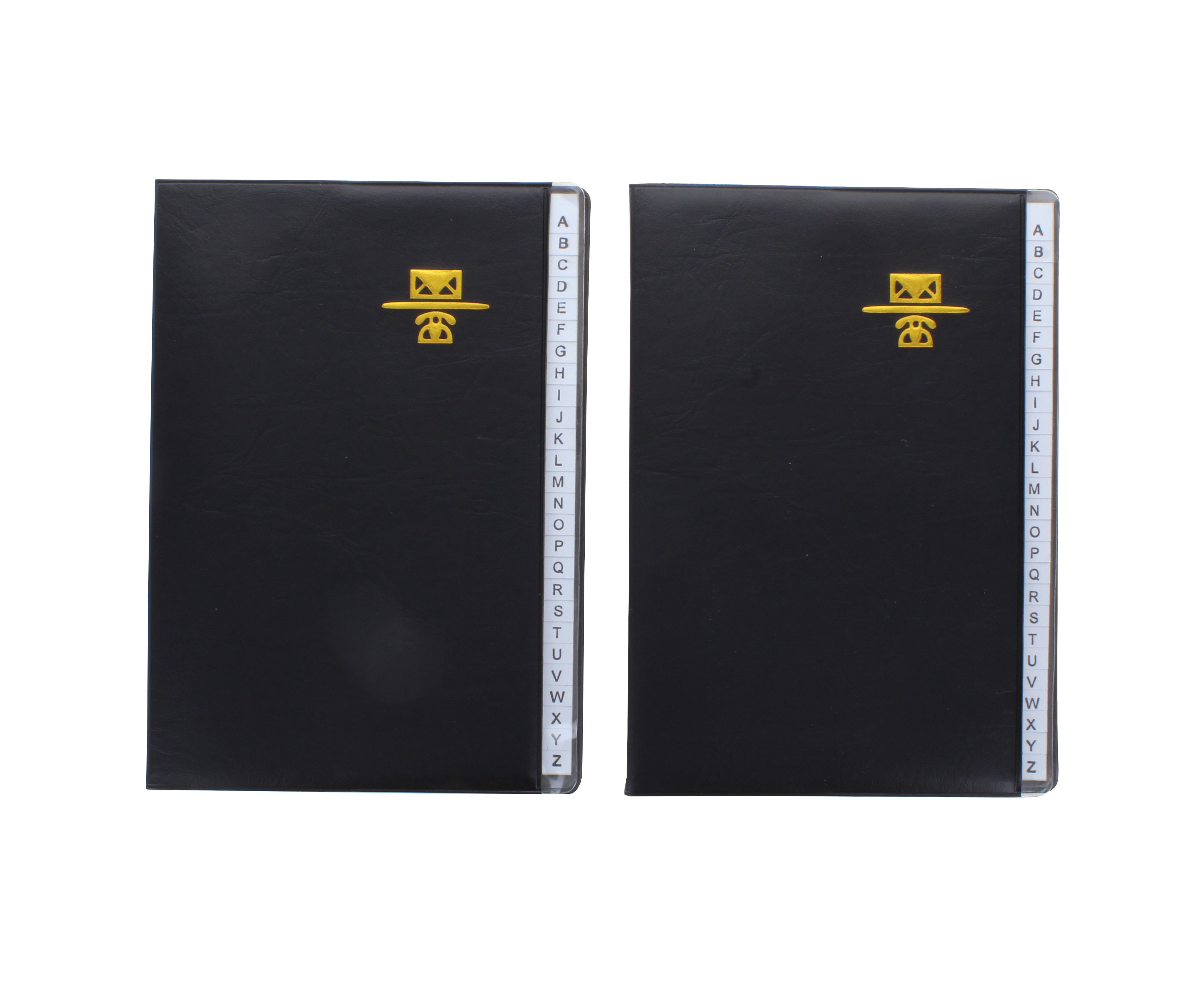 Set of 2 Black Vinyl Cover Telephone Address Books, 7" x 5", with ...