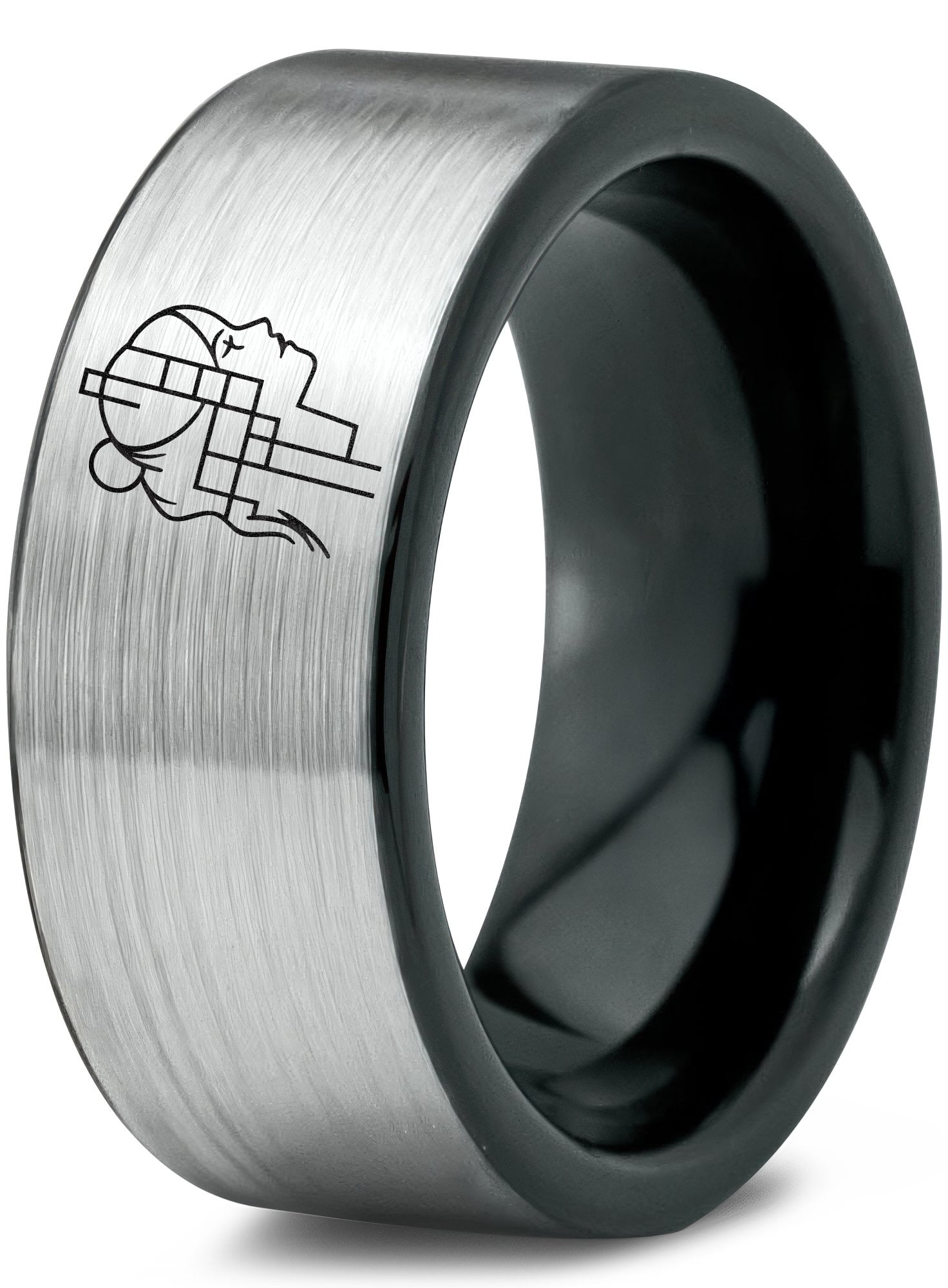 Set of 2 Black Tungsten Engagement Rings Gamer Patterns Best Shine ...