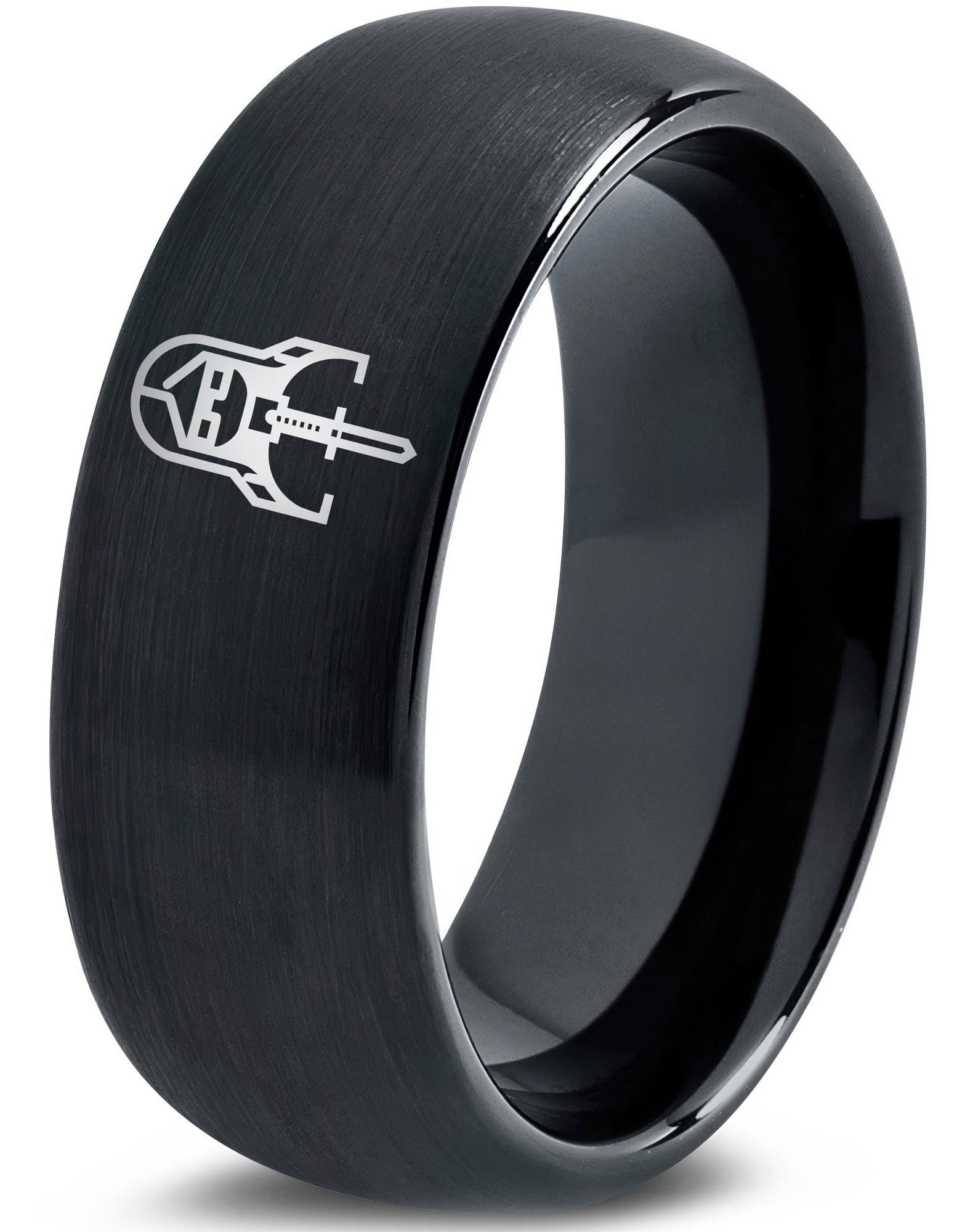 Set of 2 Black Tungsten Gamer Handmade Ring Size Chart Mourning Jewelry ...