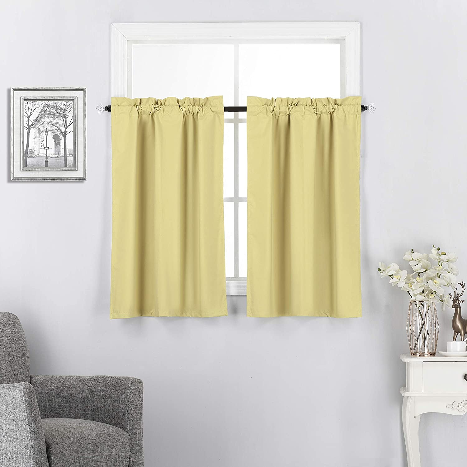 Diamond Home Modern Yellow Solid Print Rod Pocket Blackout Kitchen ...