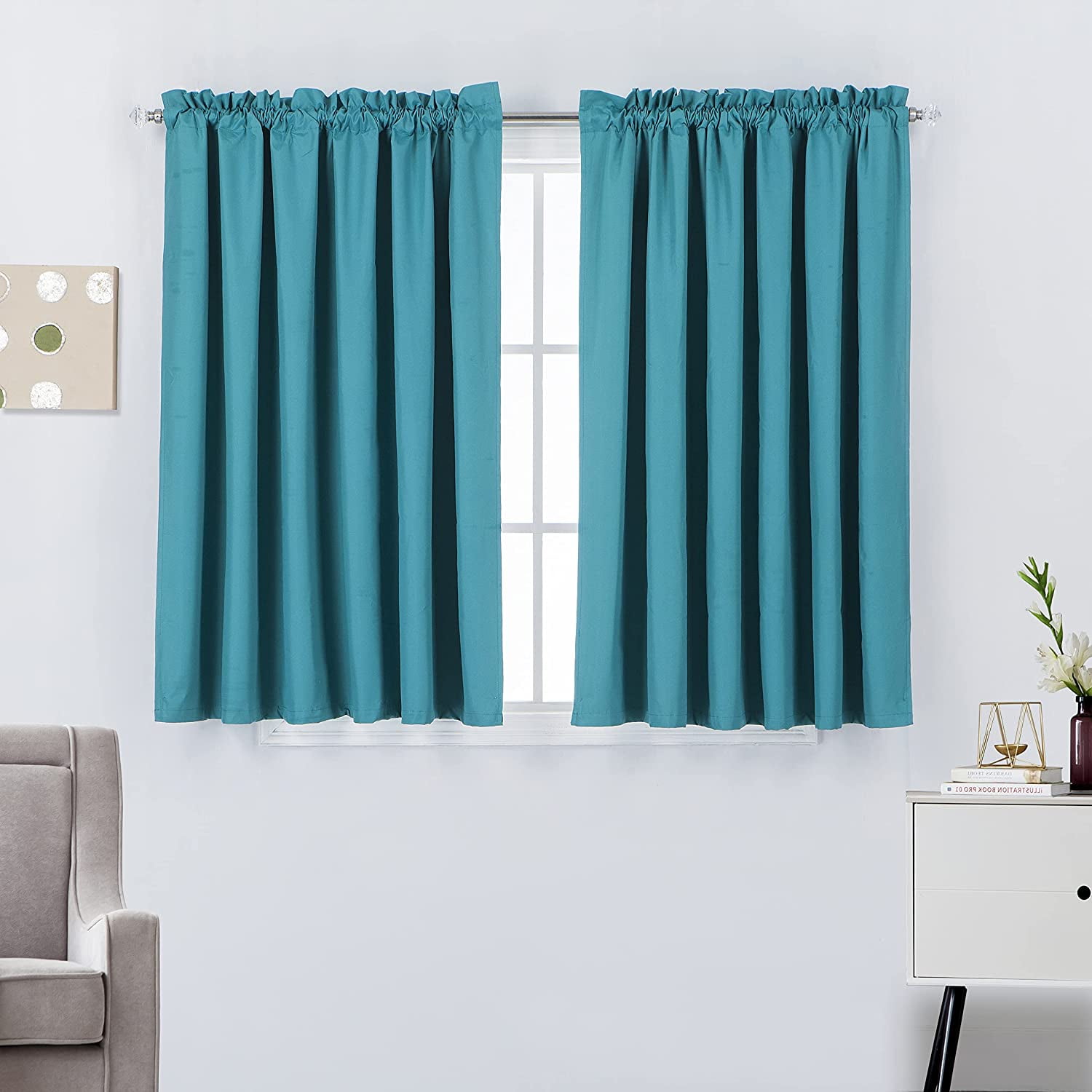 Set of 2 Blackout Window Treatment Curtain Drape Panels for Livingroom ...