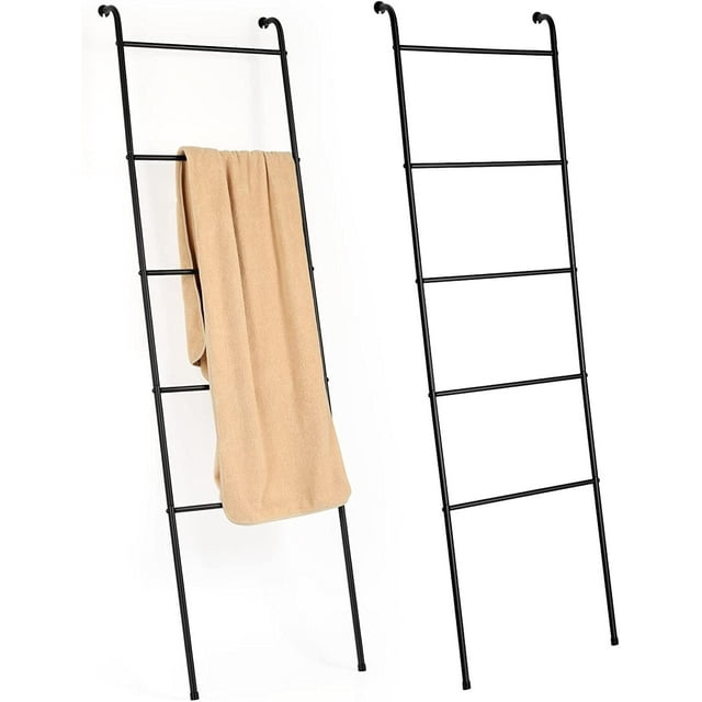 Set of 2 Blanket Ladder Bathroom Towel Ladder Rack Leaning Towel ...