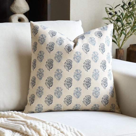 Set of 2 Block Print Decorative Throw Pillow Covers for Sofa Living ...