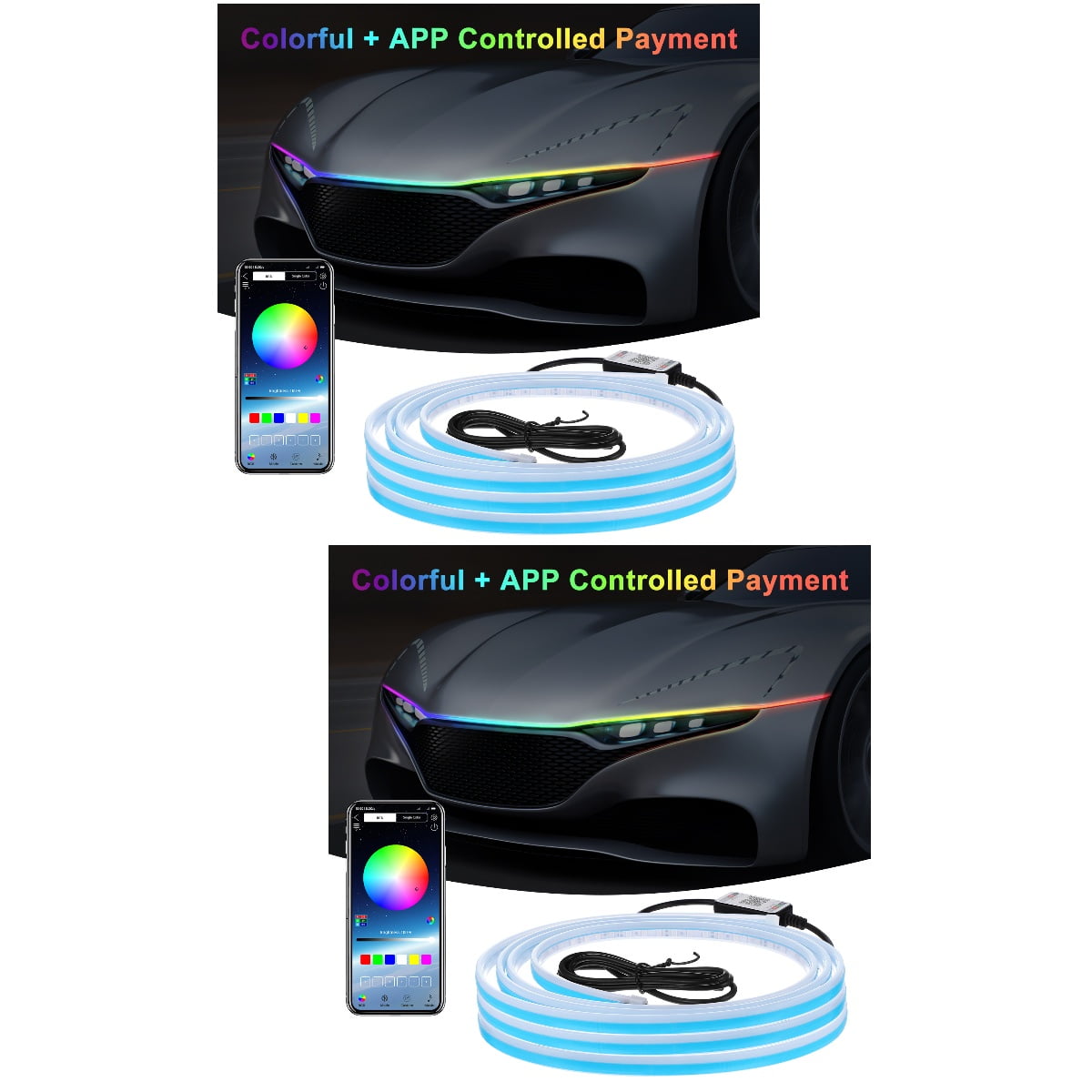 Set of 2 Bonnet Light Strip Engine Bay Work Turn Hood LED Truck ...