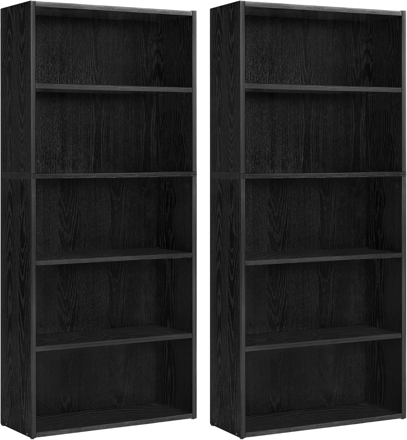 Set of 2 Bookshelves, 23.6 Inches Wide, 5-Tier Open Bookcases with ...