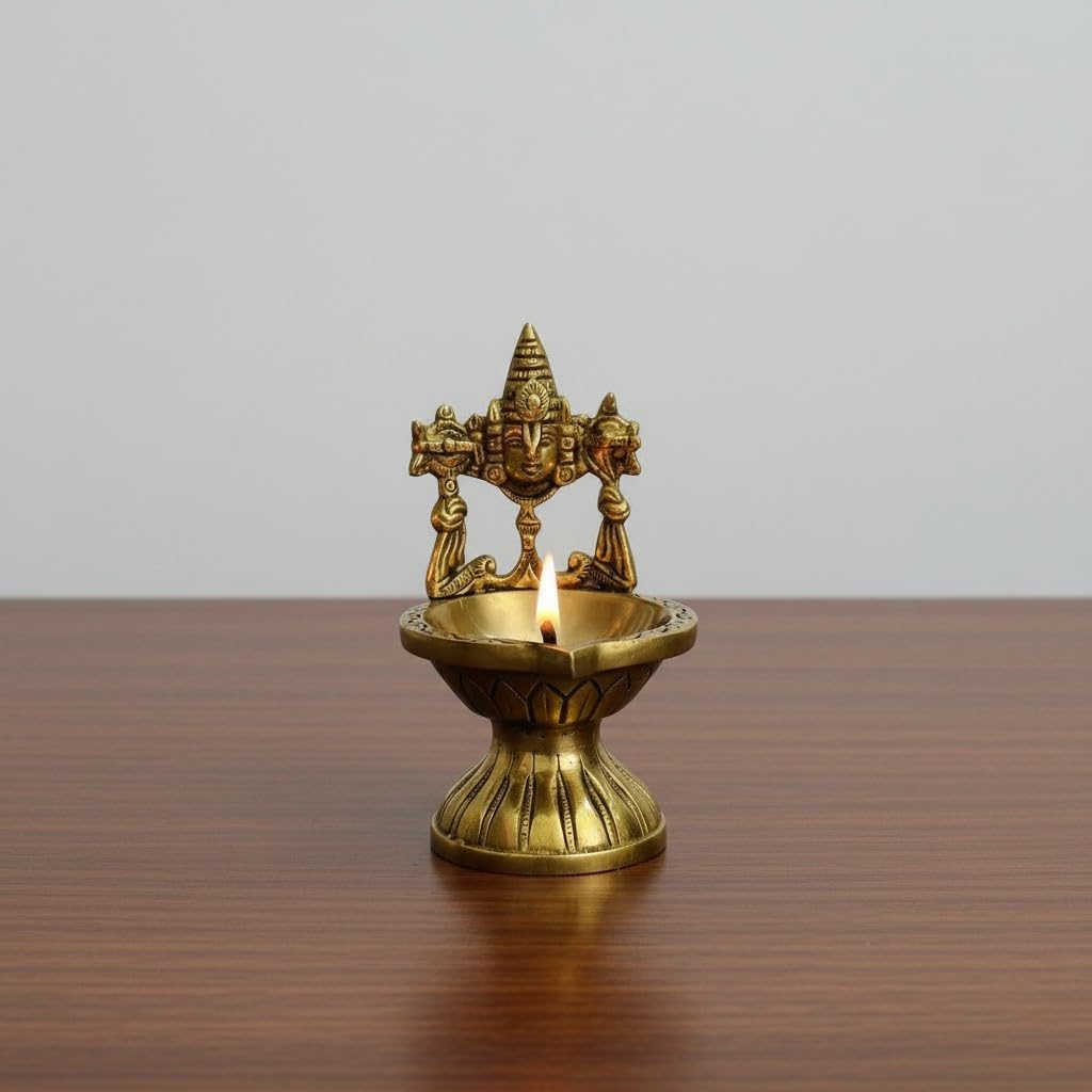 Set of 2 Brass Balaji Diyas Handcrafted Temple Lamps Auspicious Pooja ...