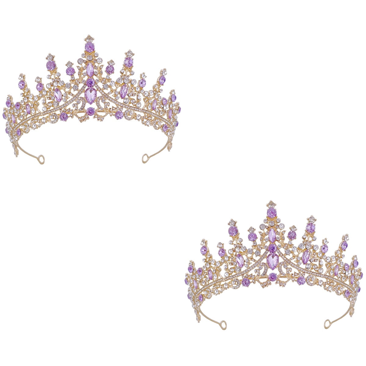Set of 2 Bride Veil Bachelorette Party Purple Crystal Crown Wedding ...