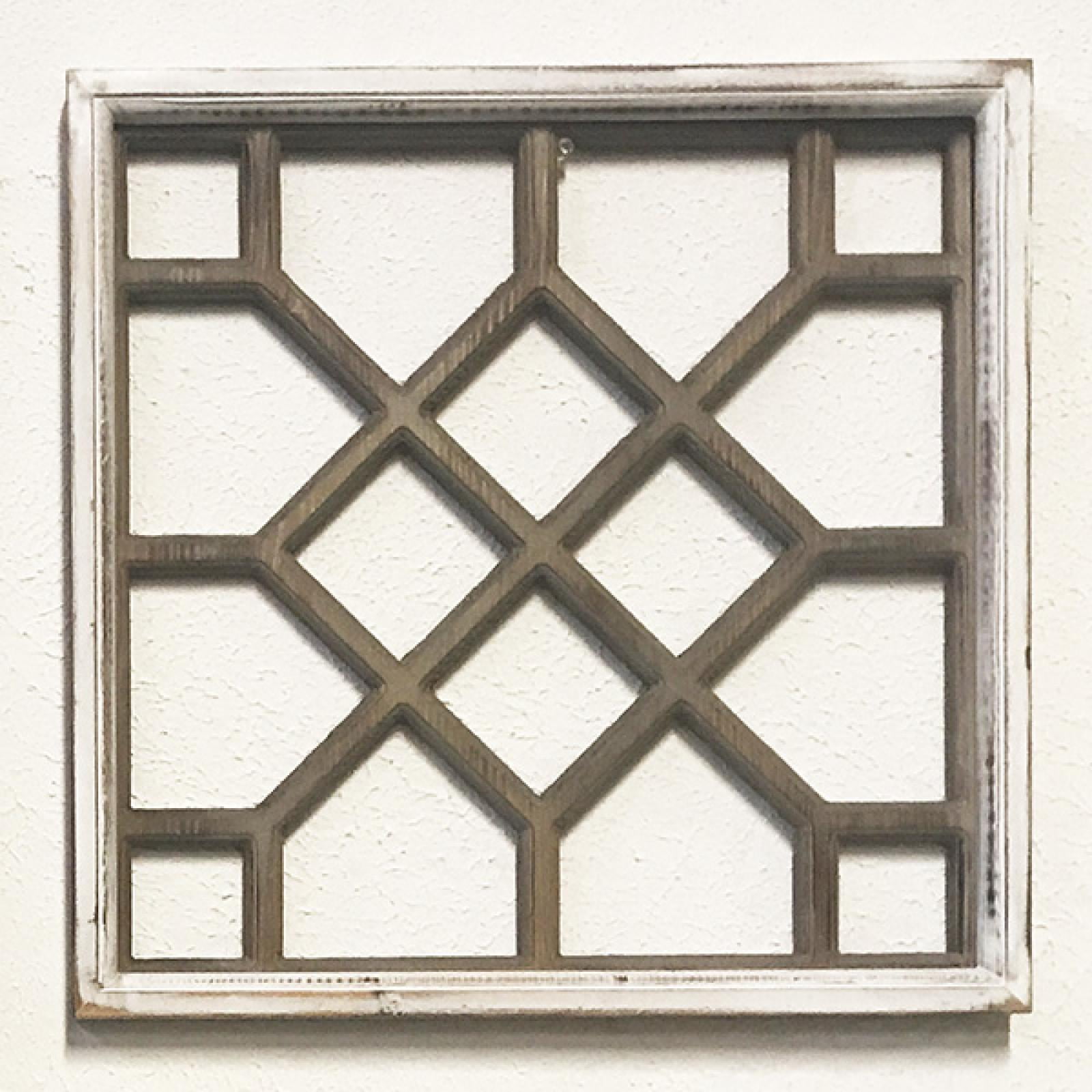 Set of 2 Brown And Washed White Geometric Pattern Square Wall Decor ...