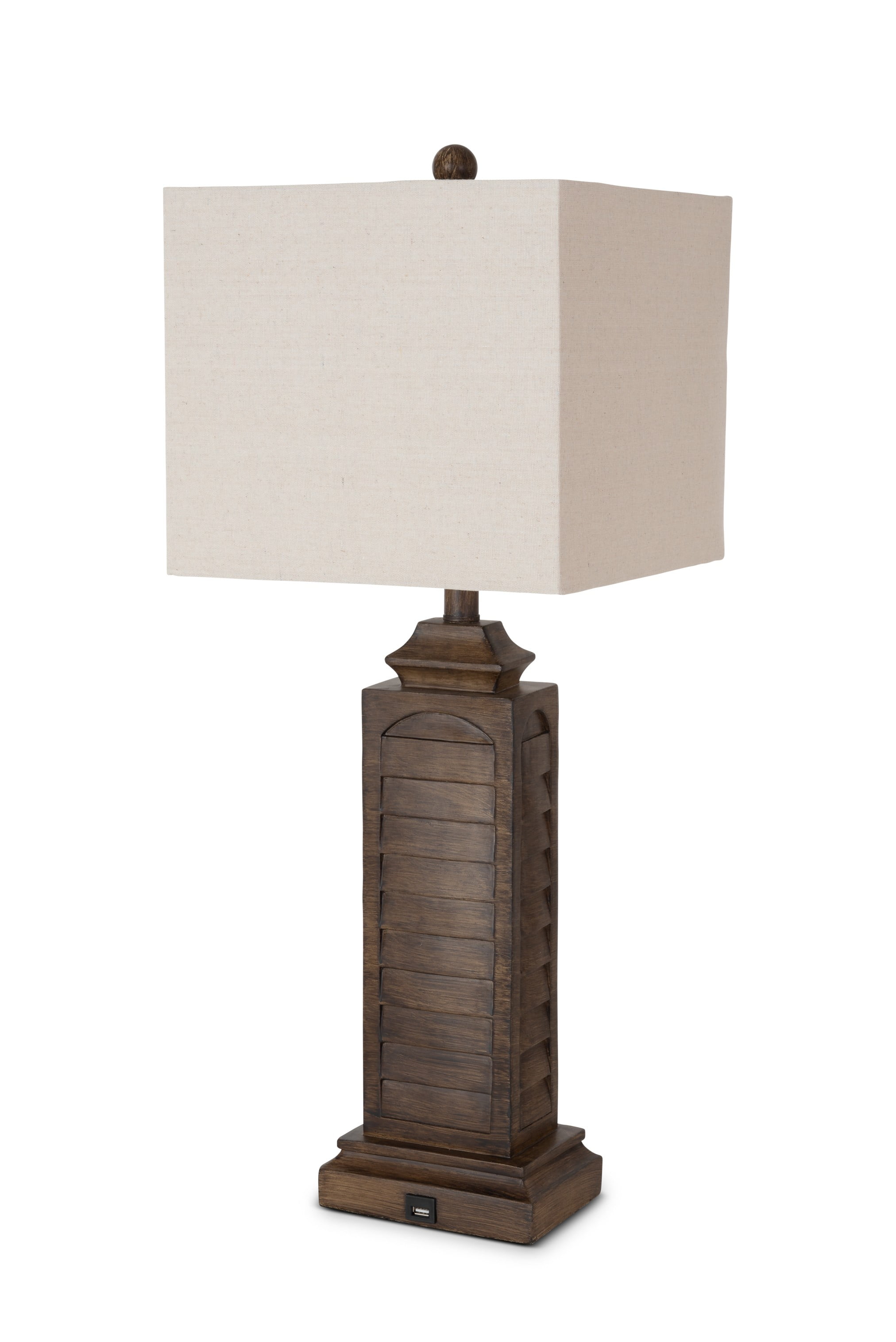 Set of 2 Brown Louver Base Table Lamps with USB - Walmart.com