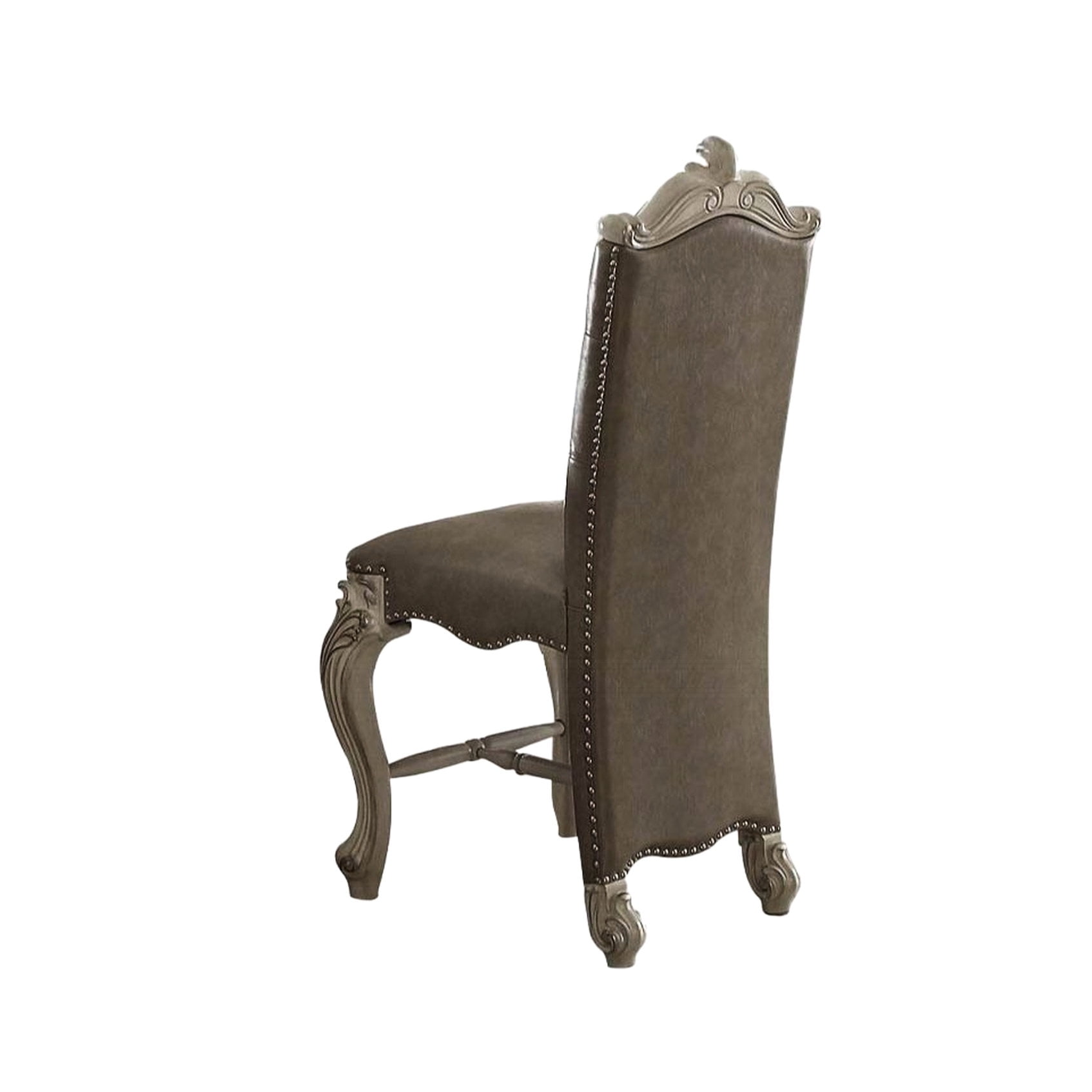 Set of 2 Brown and Bone White Solid Back Side Chairs for Counter ...