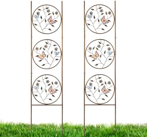 Set of 2 Butterfly Metal Garden Trellis for Climbing Plants, Decorative ...