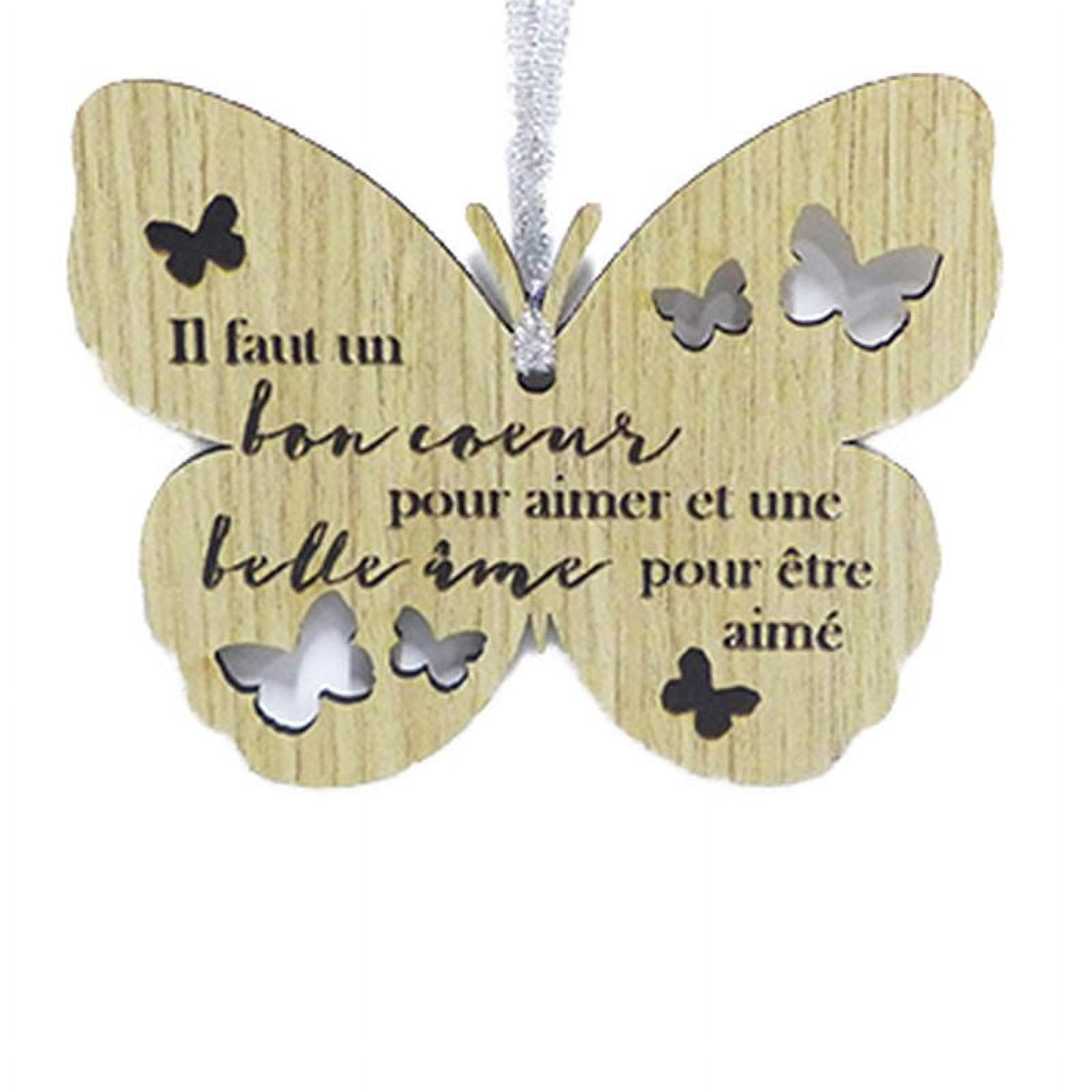 Set of 2 Butterfly With French Saying-Bon Coeur Ornaments - Walmart.com