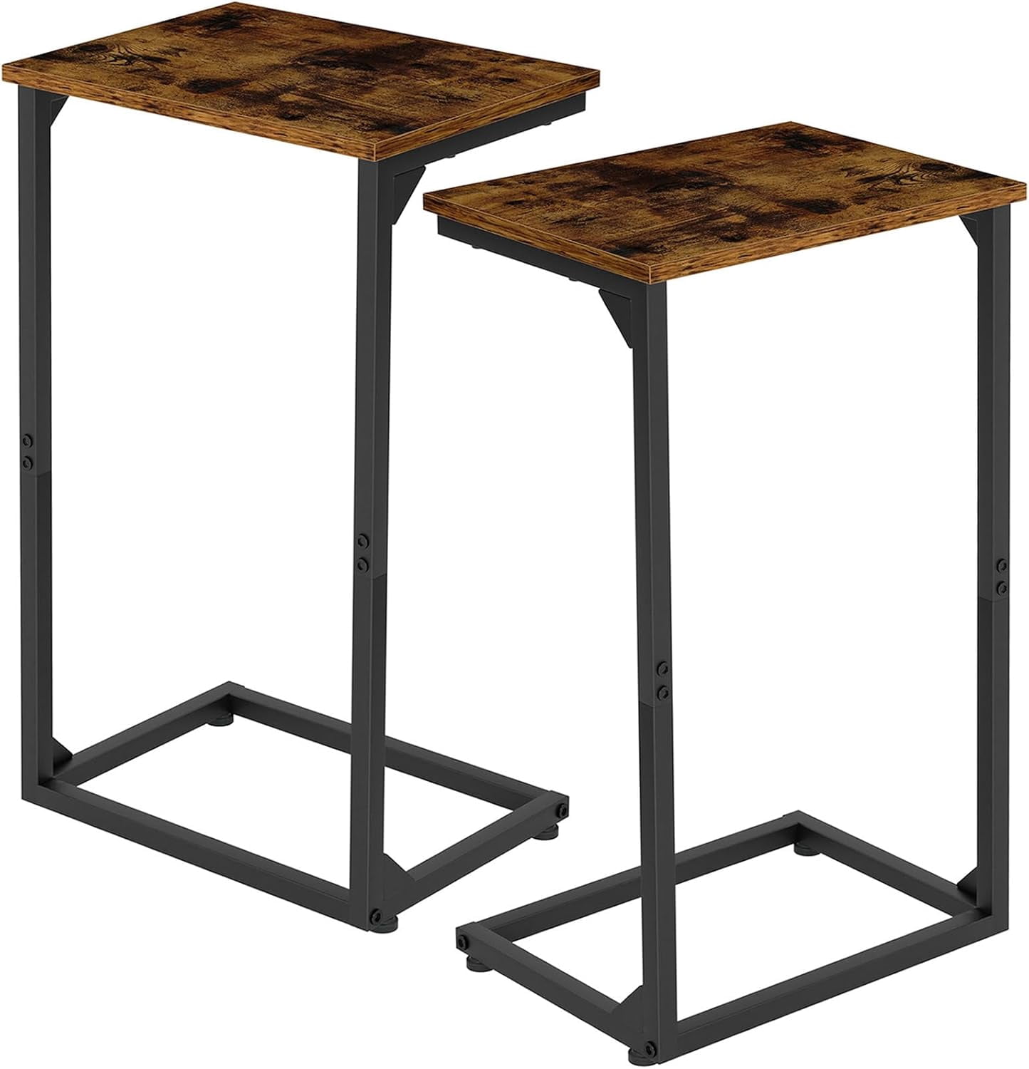 Set of 2 C-Shaped End Tables - Slide Under Couch Side Tables for Living ...