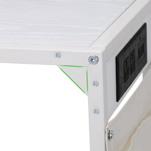 Set of 2 C Shaped Side Tables with Charging Station, Snack Side Table ...