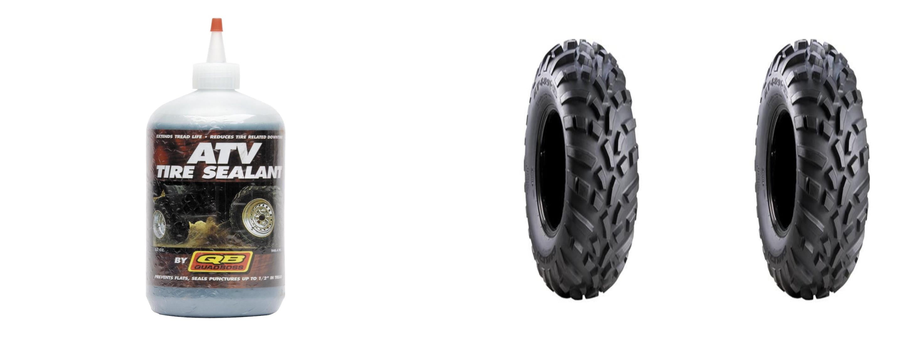 Set of 2 CARLISLE 489 Titan ATV Rear Tires 24x11-10 4-ply with QUADBOSS ...