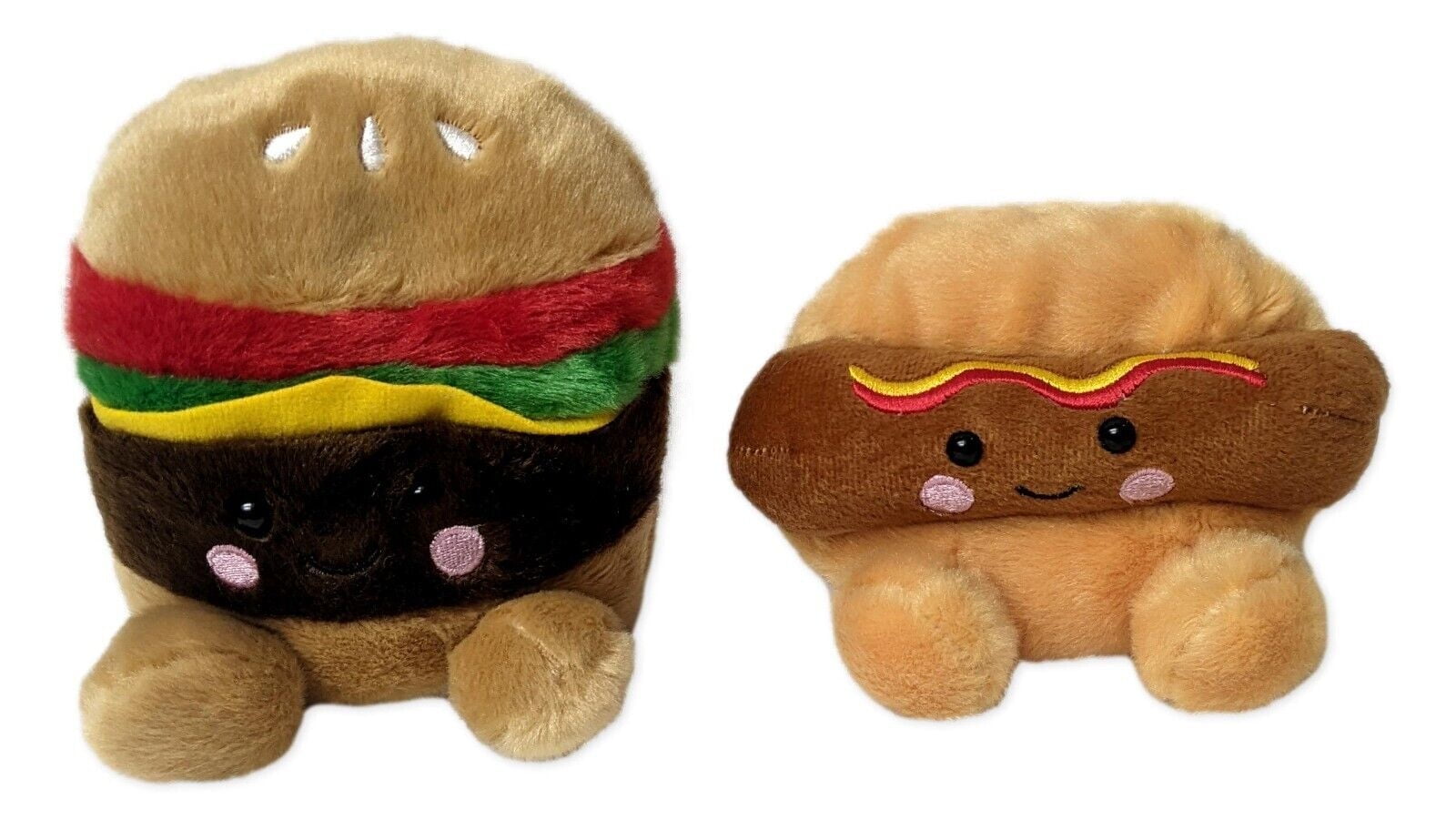 Set of 2 CHARLES CHEESEBURGER & COLTON HOT DOG Palm Pals 5" Plush ...