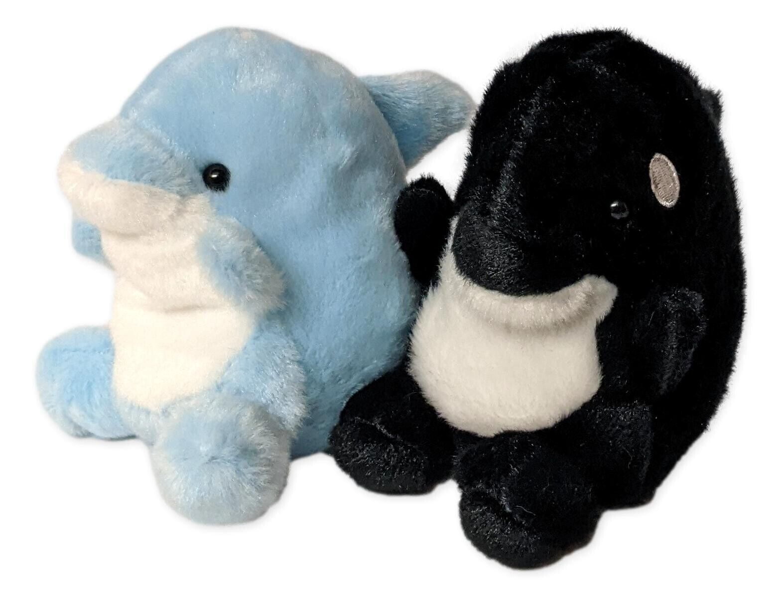 Set of 2 CLICKS DOLPHIN & JUNEAU ORCA Palm Pals 5" Stuffed Animal Plush ...