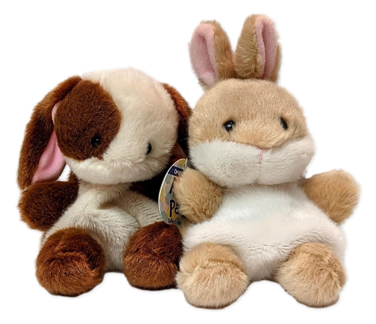 Aurora Set of 2, Clover & Ella Bunny, Small 5" Rabbit Plushies, Palm ...