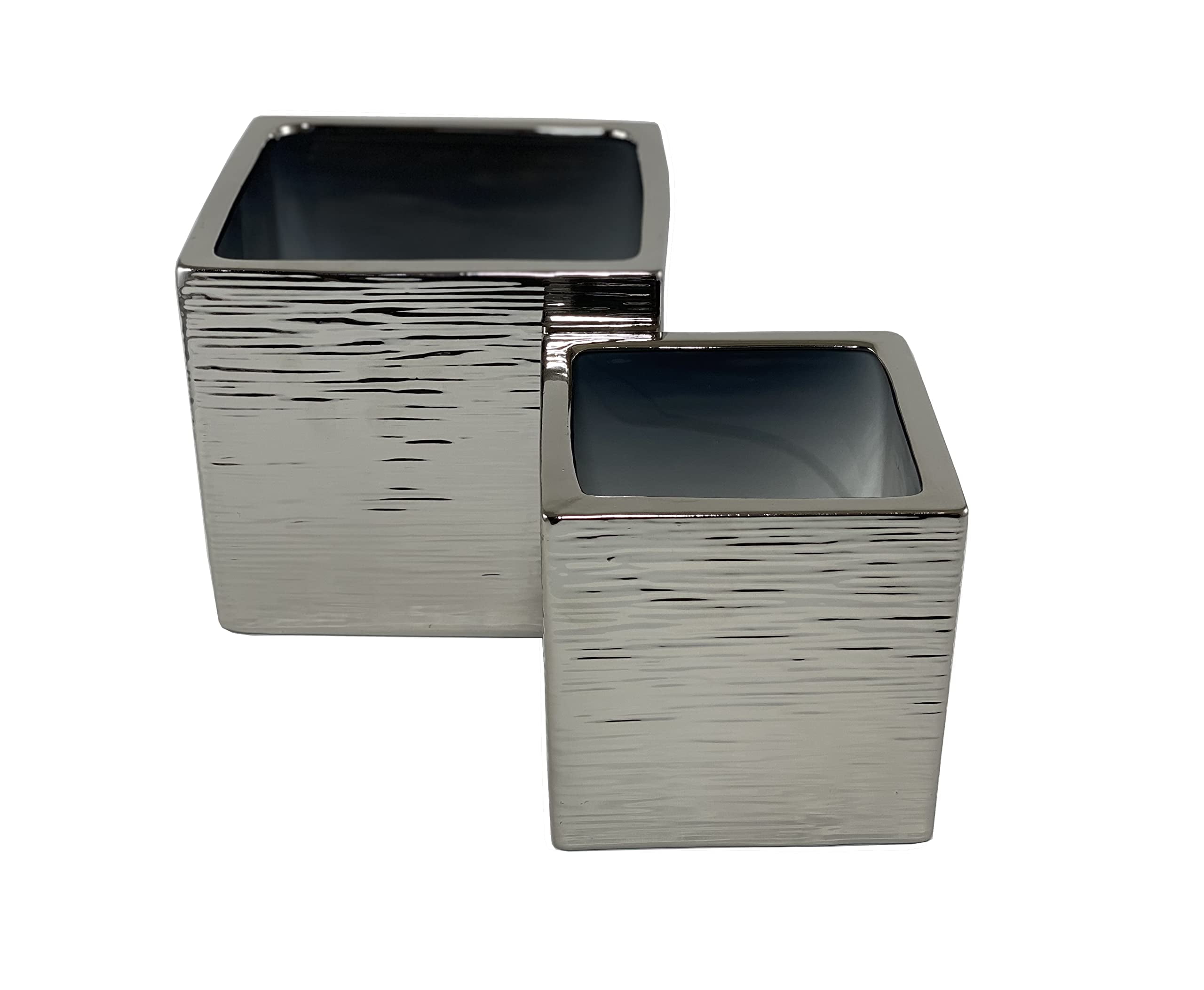 Set of 2 CalCastle Craft Metalic Gold Color Polished Flower Cube Vases ...