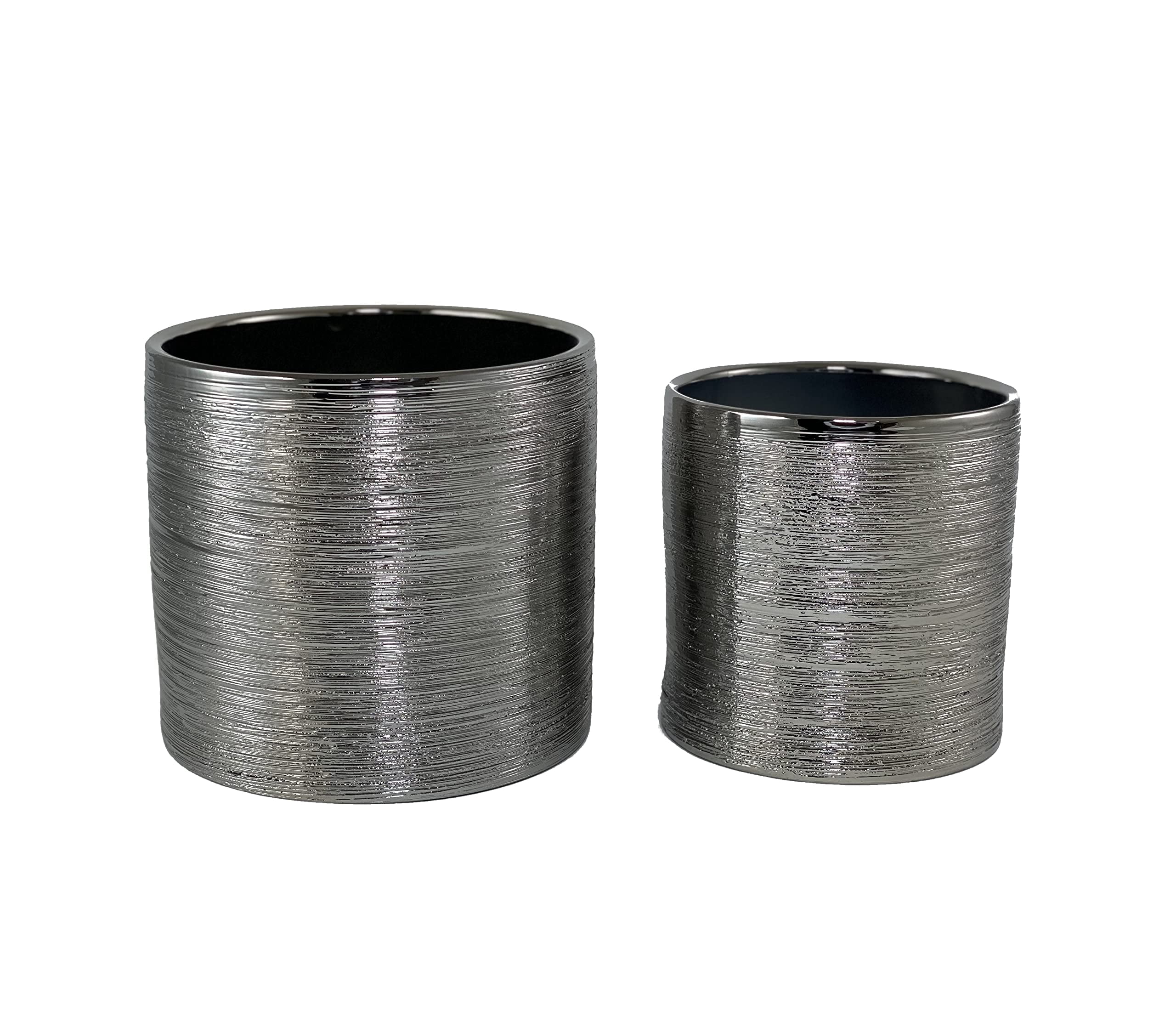 Set of 2 CalCastle Craft Metalic Silver Color Etched Flower Cylinder ...