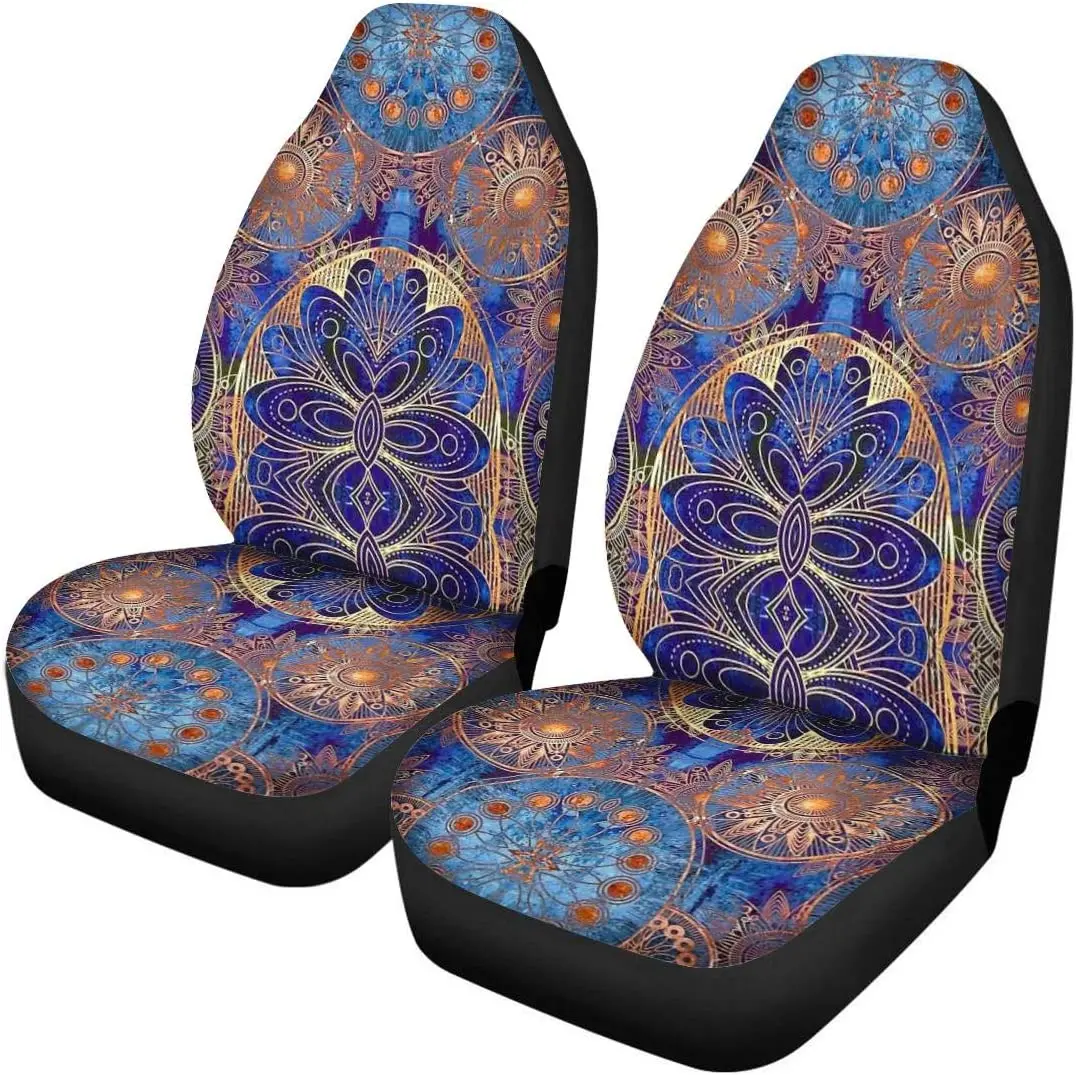 Set of 2 Car Seat Covers Front Seats Only Boho Mandala Elephant Print ...