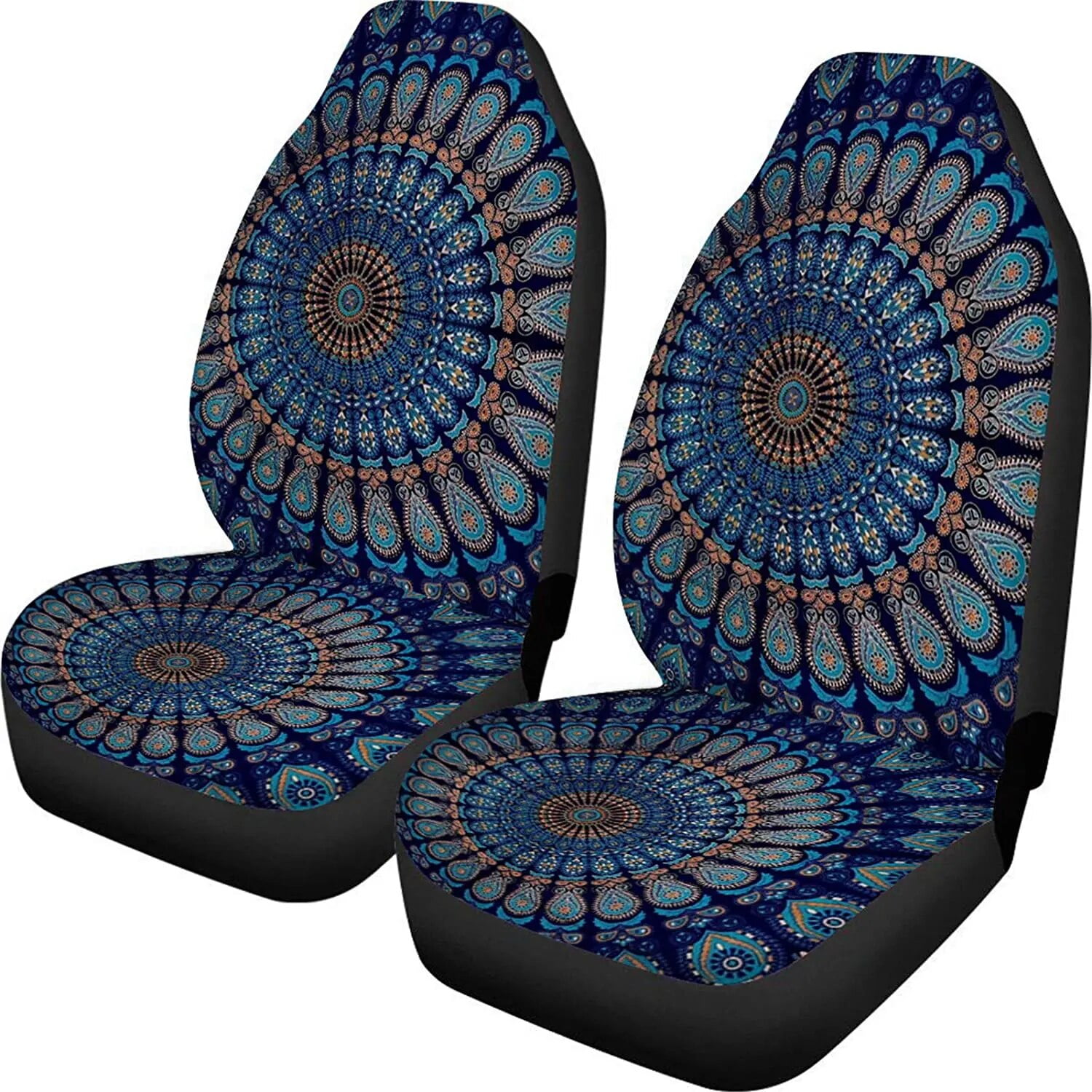 Set of 2 Car Seat Covers Front Seats Only Boho Mandala Elephant Print ...