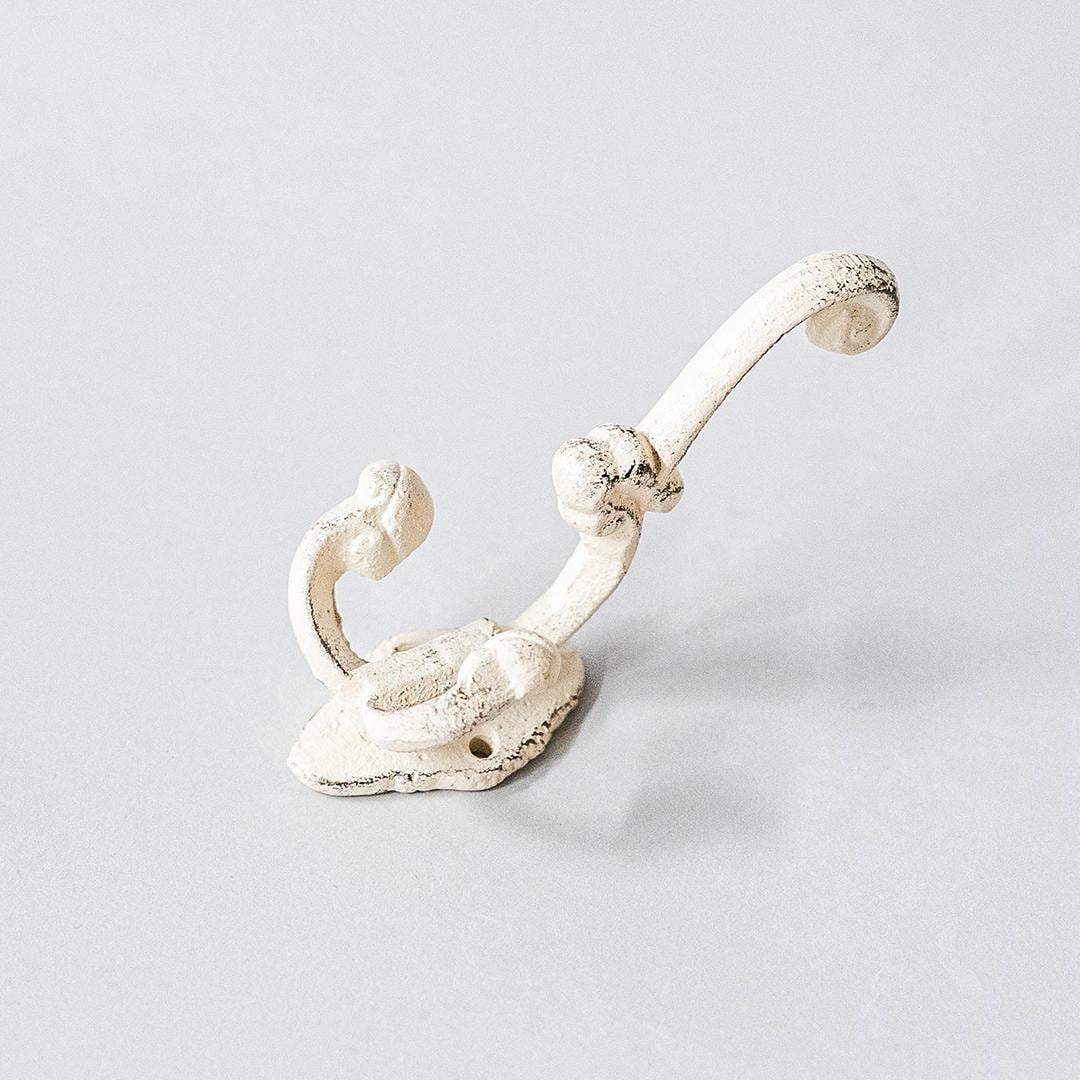 Set of 2 Cast Iron Rustic Look Cream Triple Prong Hook - Walmart.com