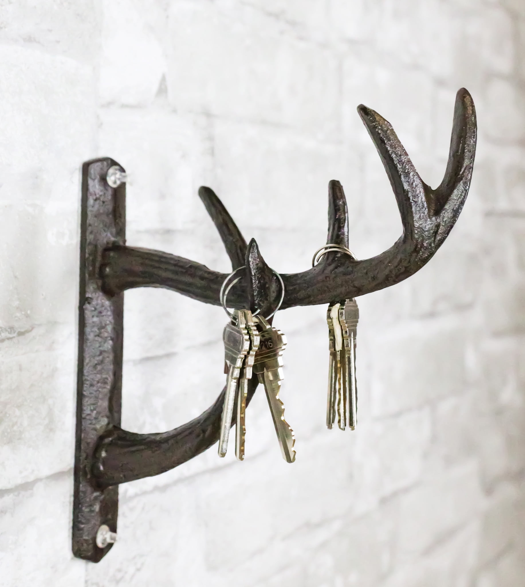 Set of 2 Cast Iron Vintage Western Rustic Deer Antlers Multi Point Wall ...
