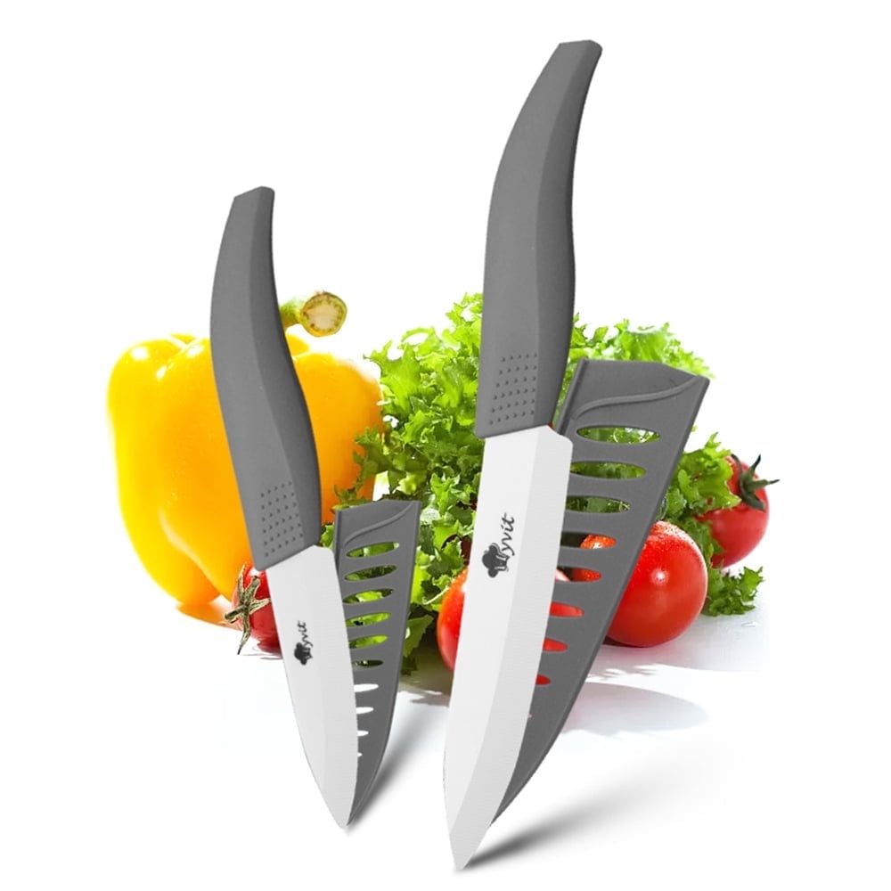 Ceramic Knife Set with Sheath, 3" Fruit Paring Knife and 6" Chef Knife ...