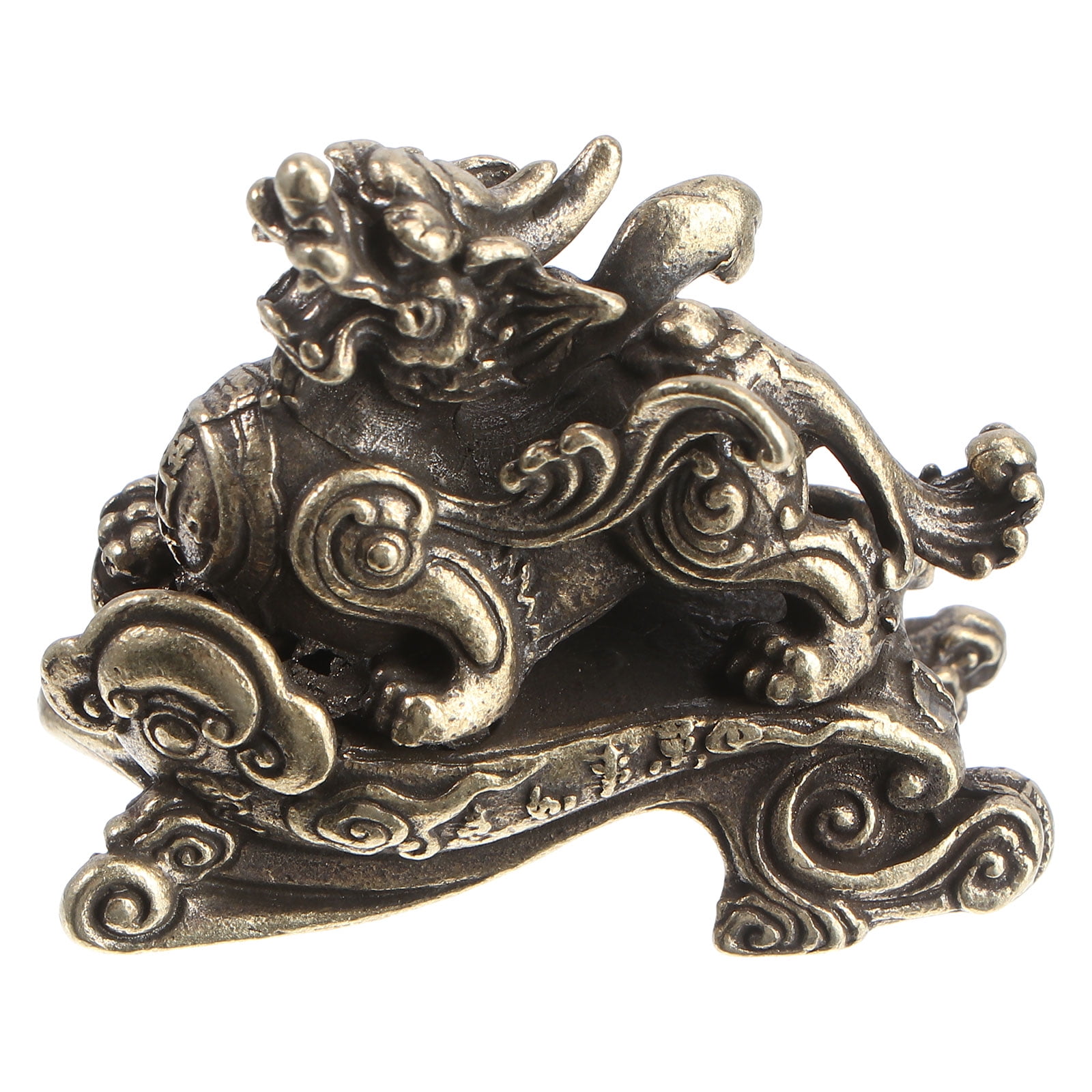 TAILTOSS Brass Kylin Statue Golden Feng Shui Ornament Home Car 2Set ...