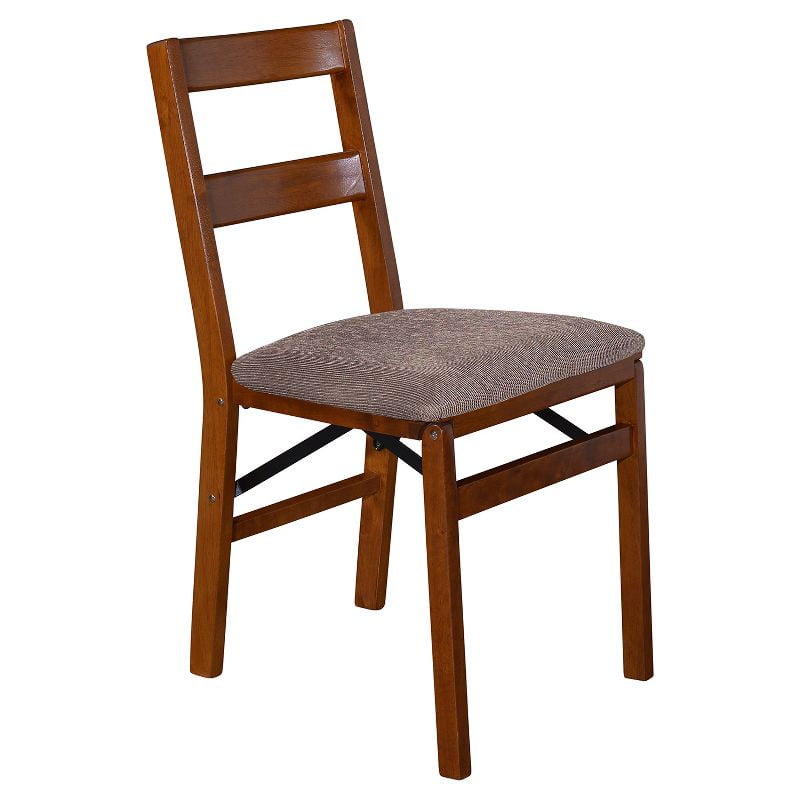 Set of 2 Classic Slat Back Folding Chair Fruitwood - : Extra Seating ...