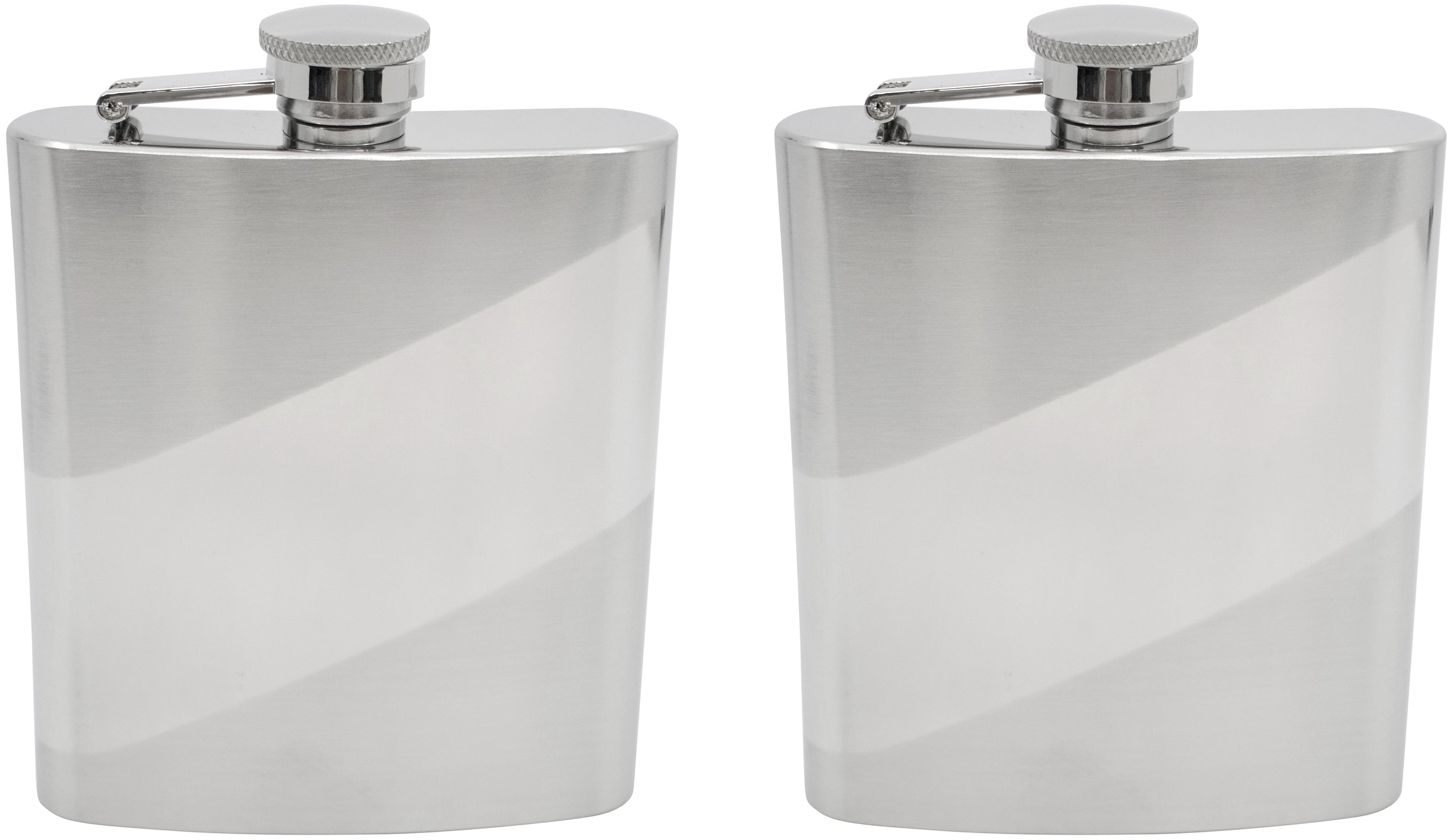 Set of 2 Classic Stainless Steel Pocket Hip Flasks (Retro, 8 oz ...