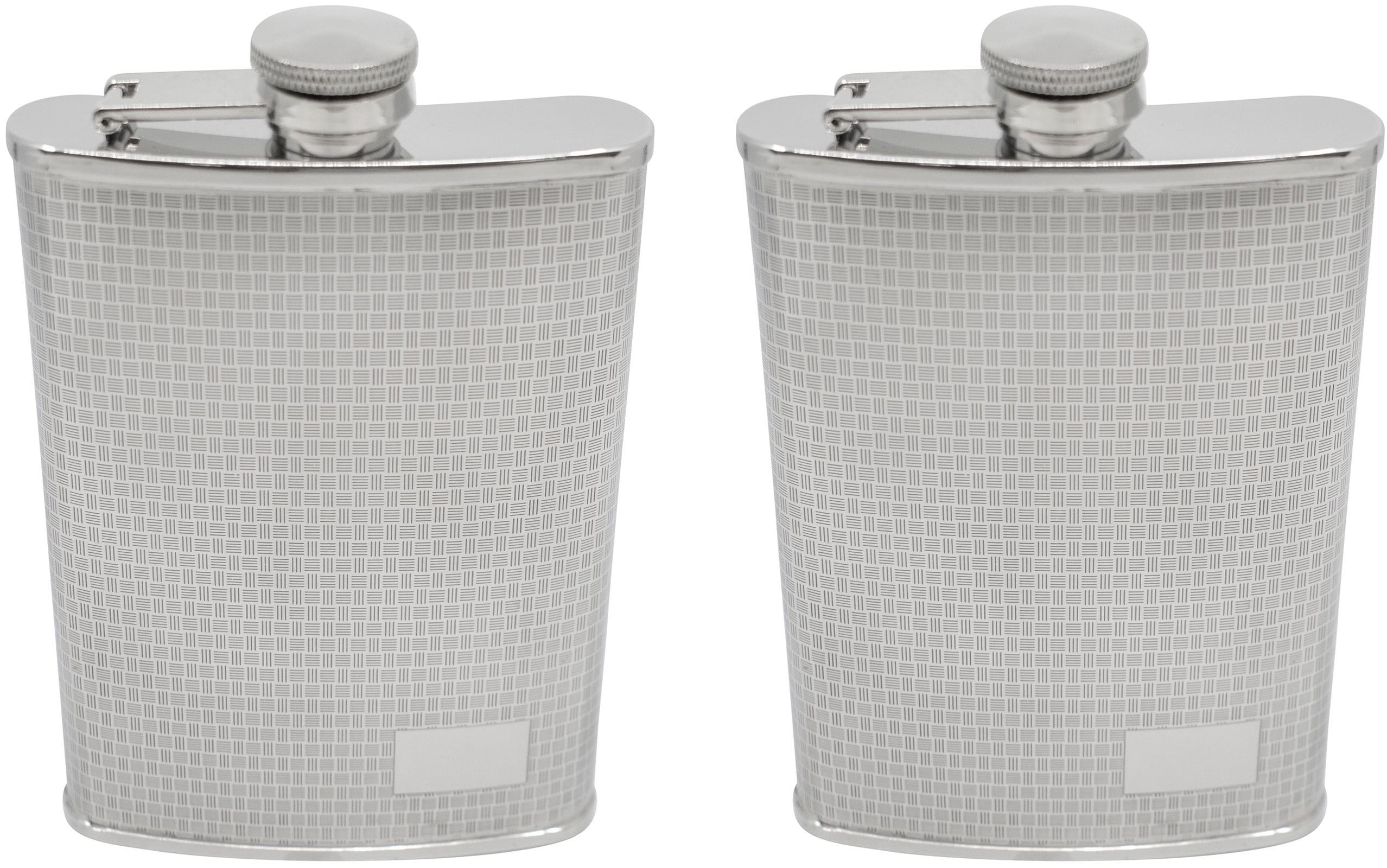 Set of 2 Classic Stainless Steel Pocket Hip Flasks (Thatch Print, 8 oz ...