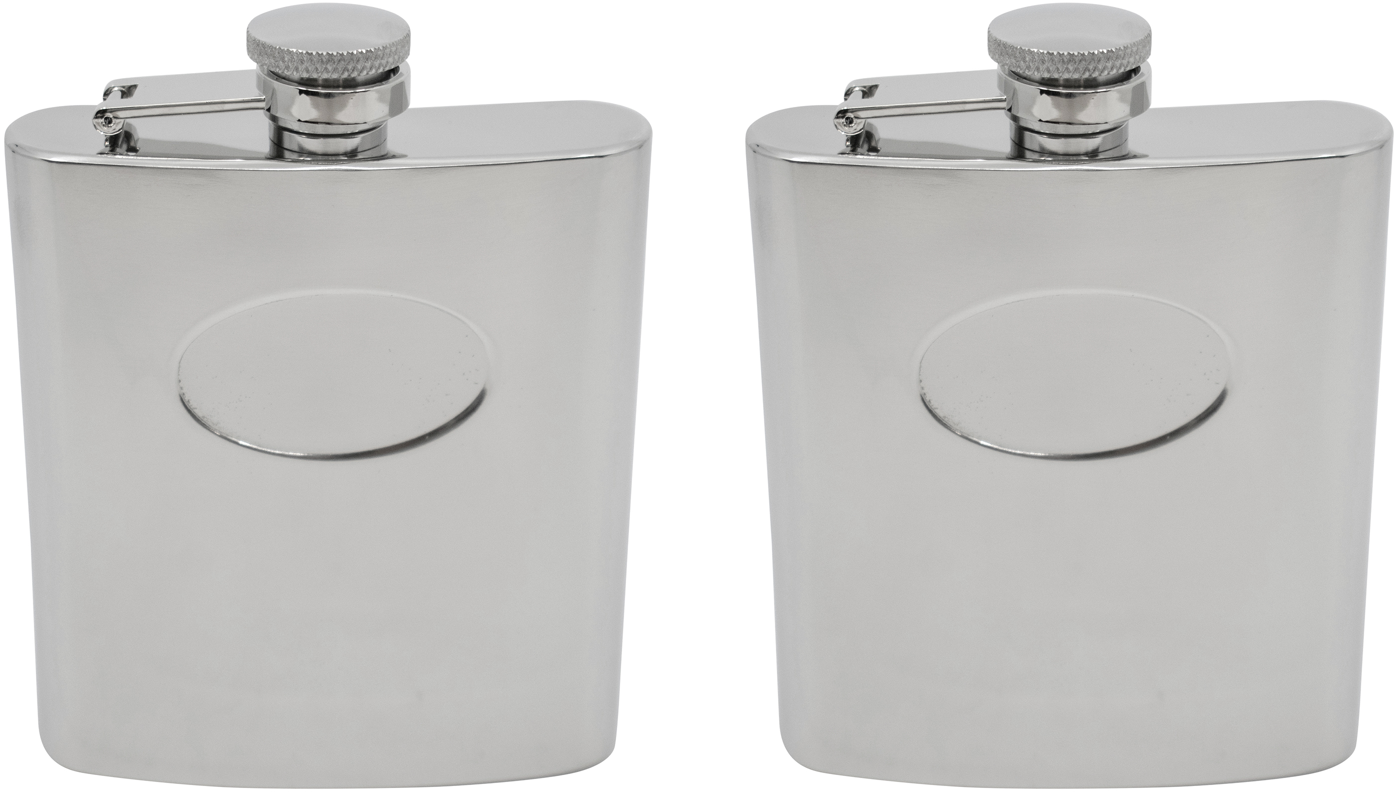 Set of 2 Classic Stainless Steel Pocket Hip Flasks (Vintage Debossed, 8 ...