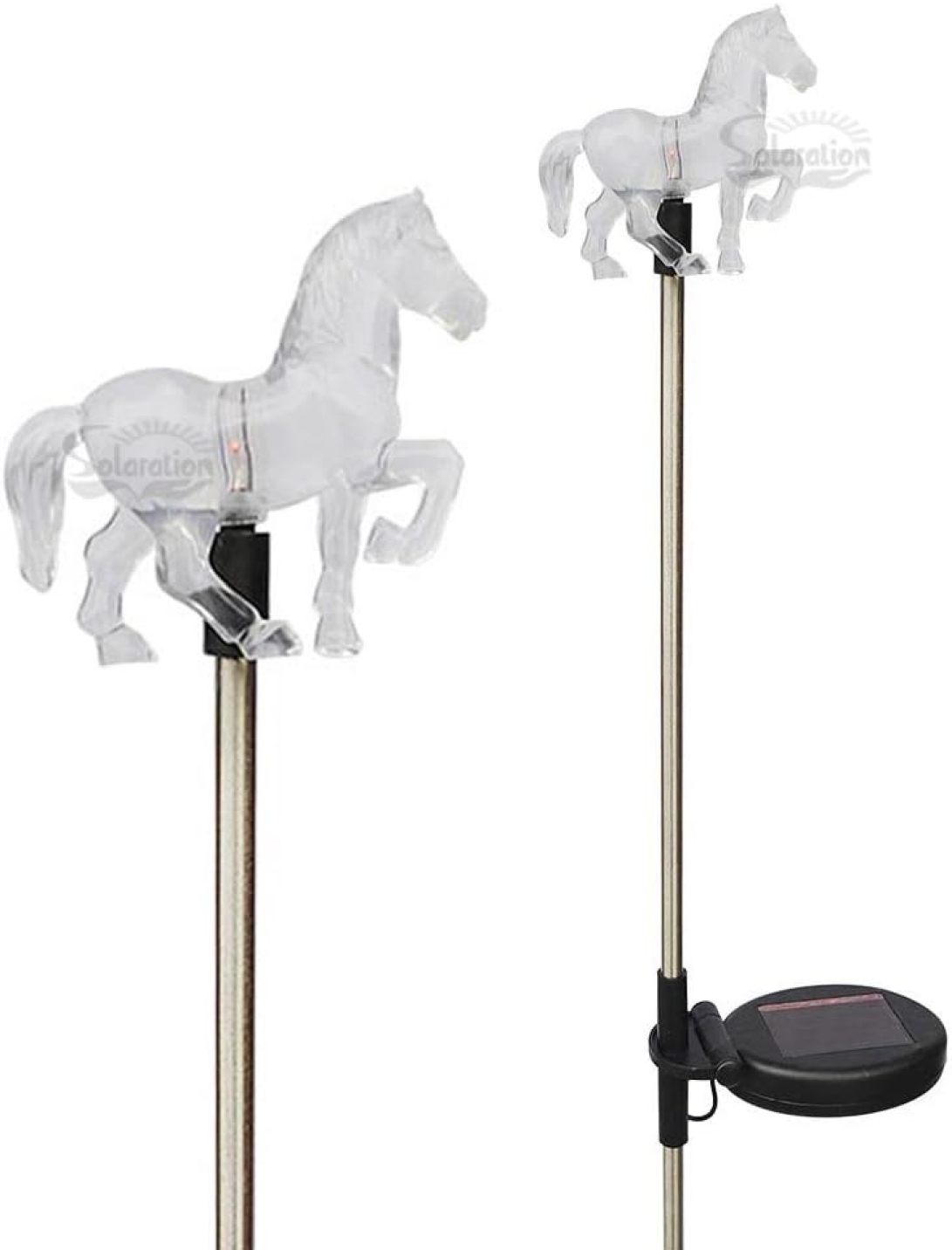 Set of 2 Clear Acrylic Horse Solar Yard Stick Color Change Lights ...