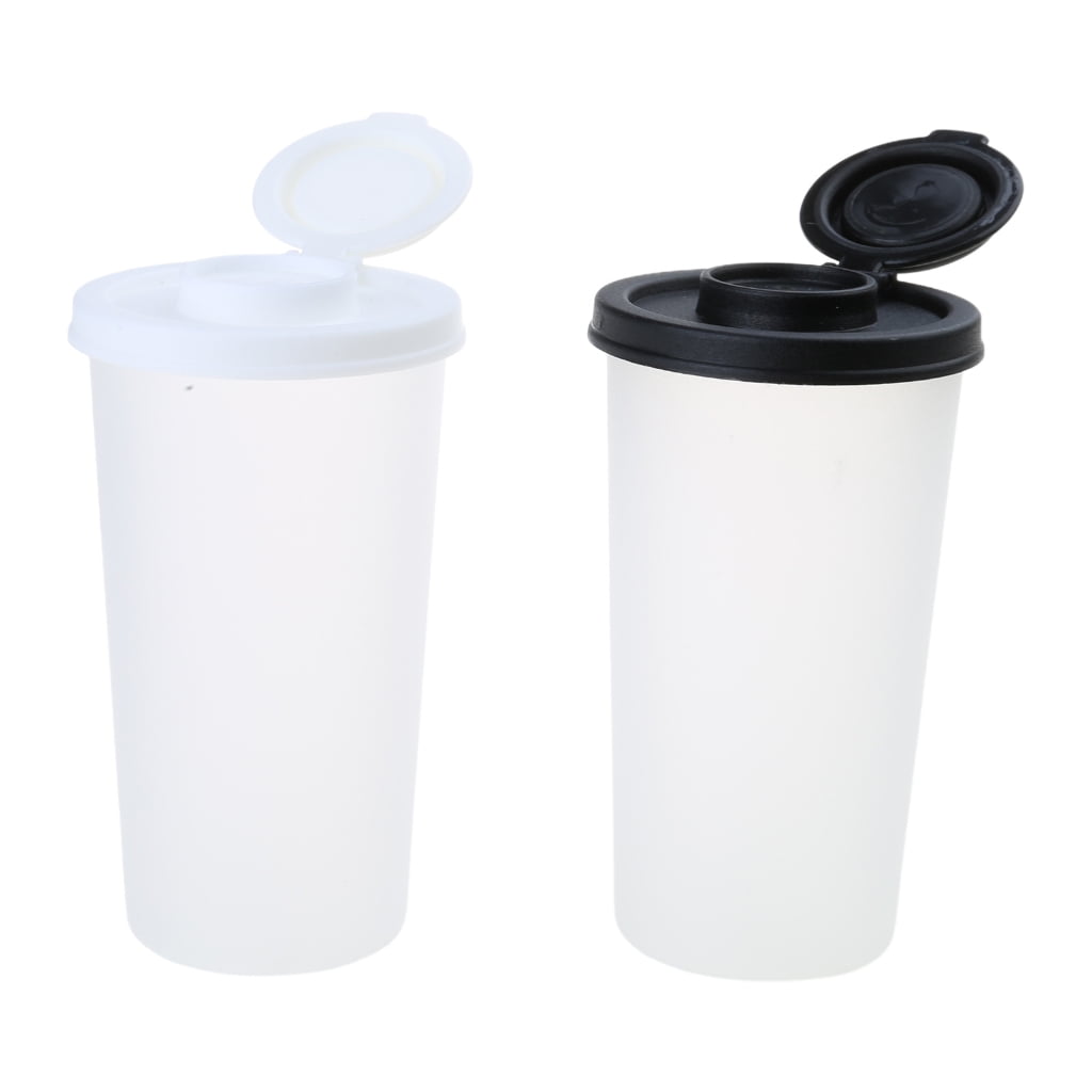 Set of 2 Clear Plastic Salt and Peppers Shakers Large Capacity ...