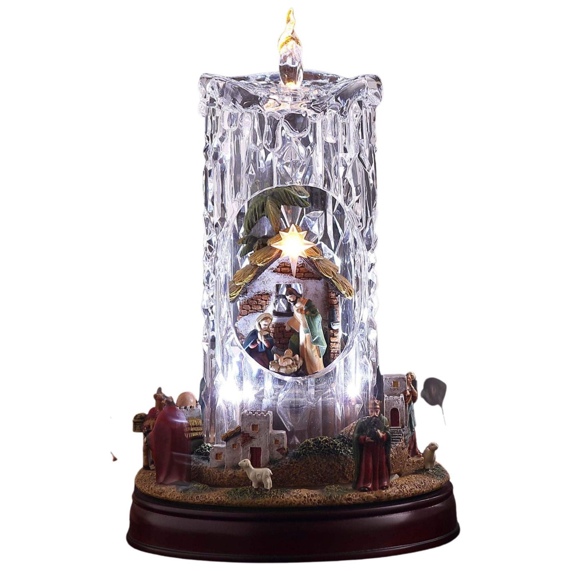 Set of 2 Clear and Multicolor Nativity Set Diamond Cut Candles ...