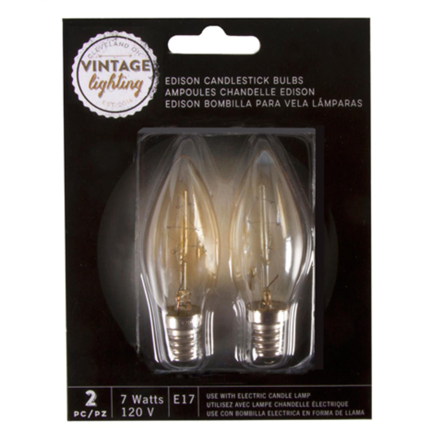 Set of 2 Cleveland Vintage Lighting Edison Style E17 Base Candlestick ...